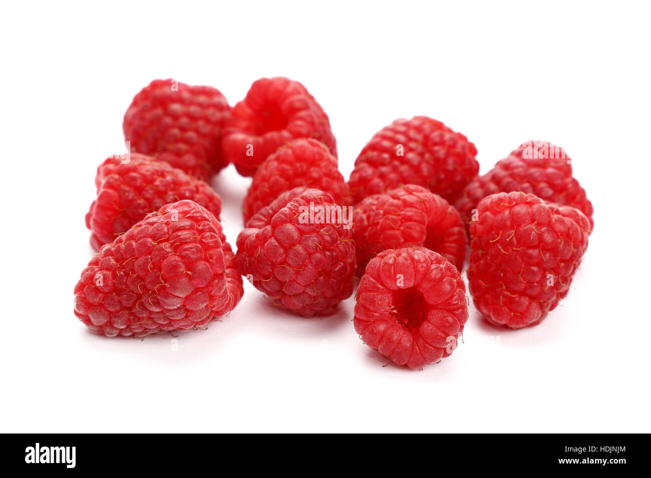 Group of fresh red ripe mellow raspberry berries isolated on white ...