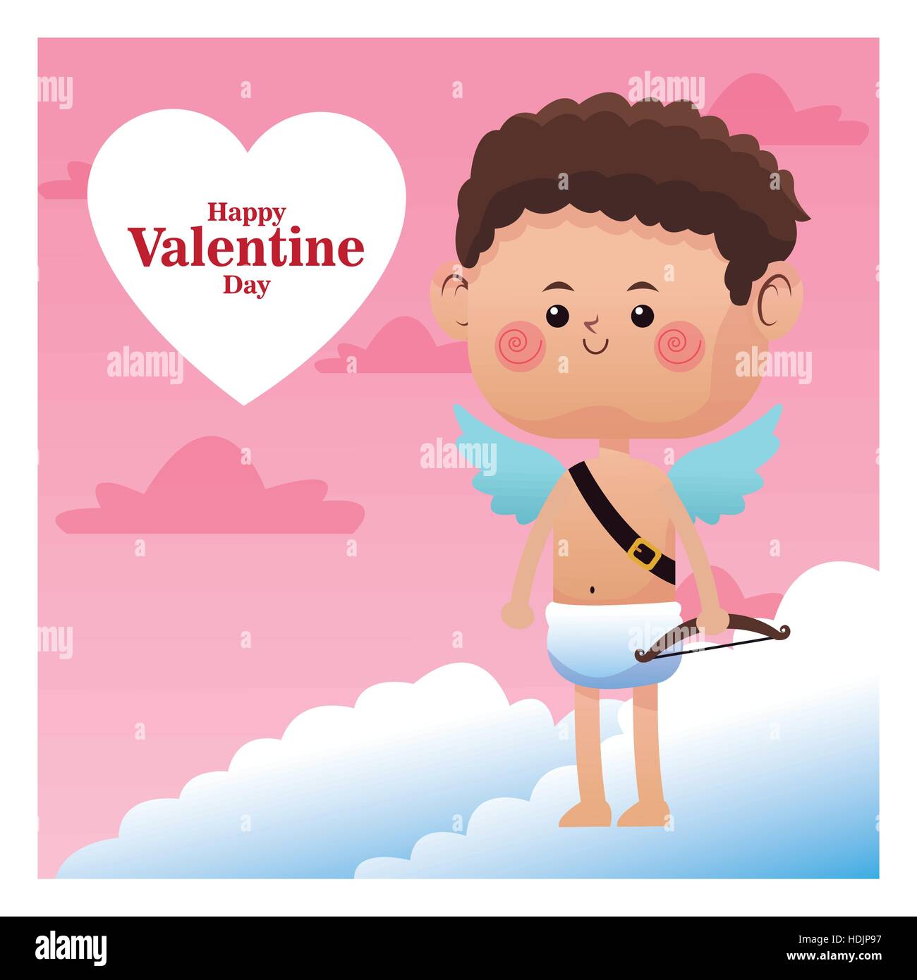 cute little cupid happy valentine day pink sky Stock Vector Image & Art ...