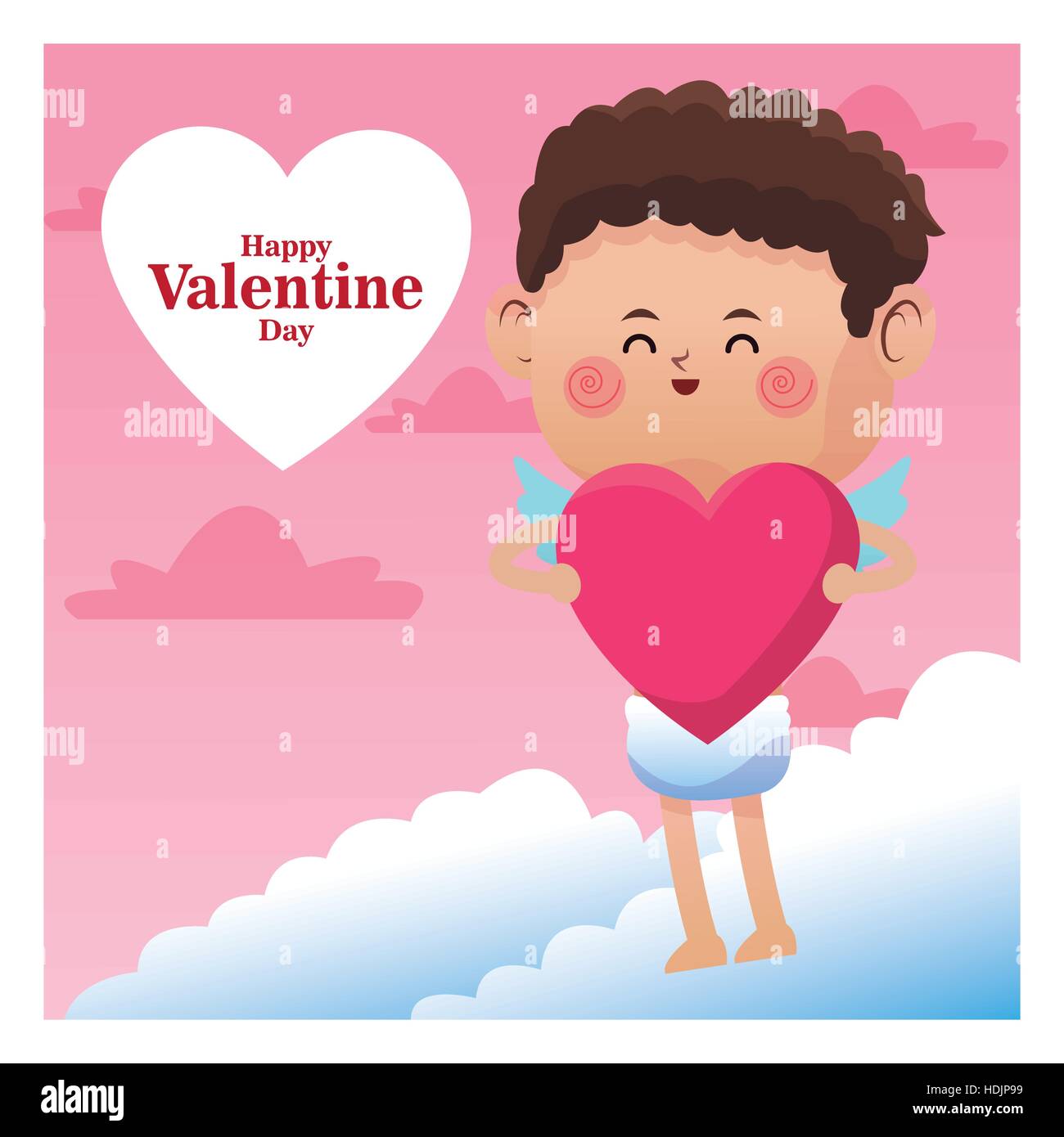 poster romantic valentine day cupid with pink heart Stock Vector Image ...