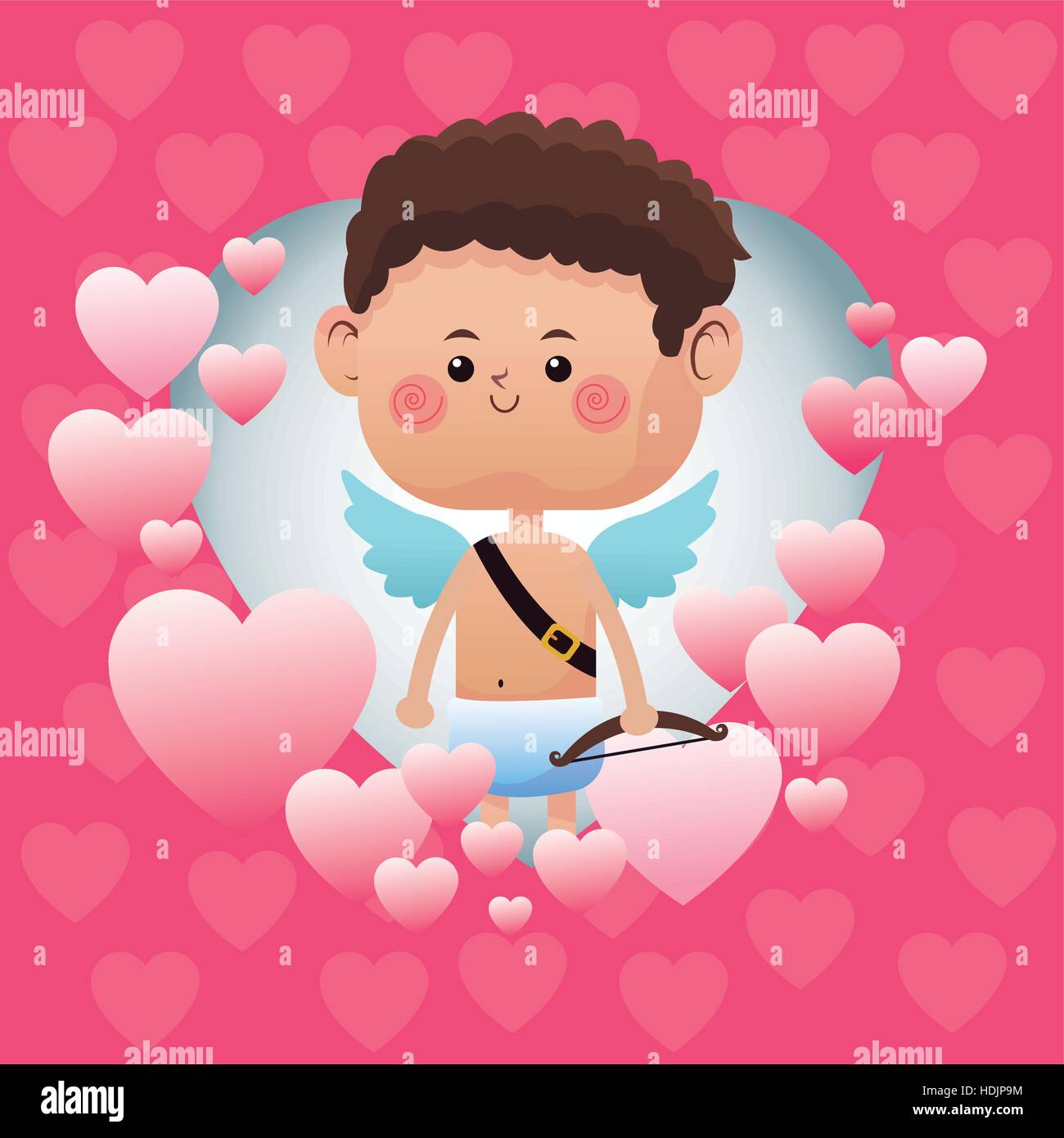 cute little cupid valentine day beautiful pink hearts Stock Vector ...