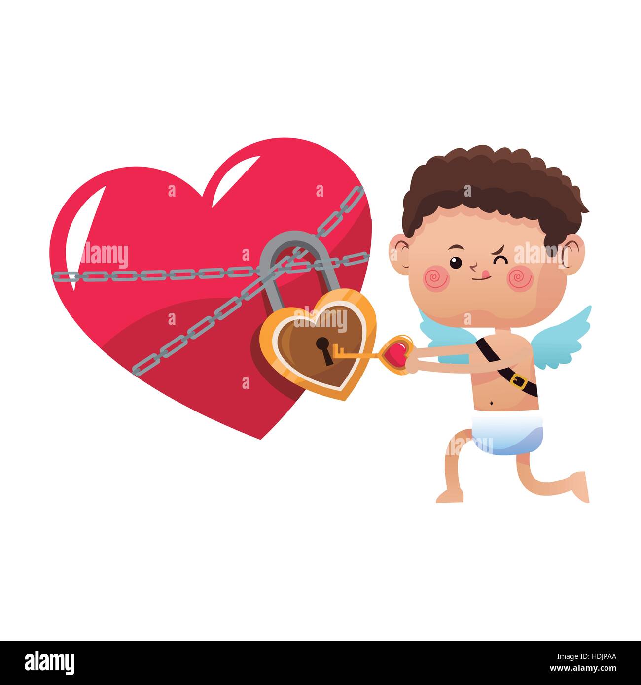 cute little cupid valentine day opened heart lock Stock Vector Image ...