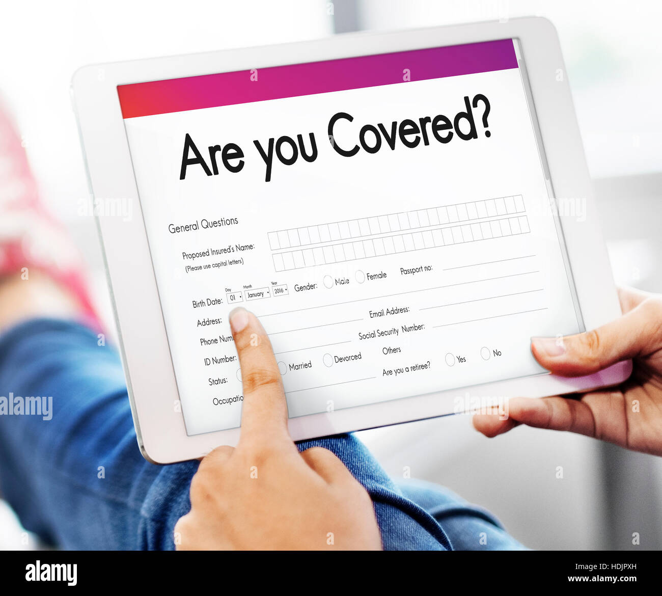 Are You Covered Form Concept Stock Photo - Alamy