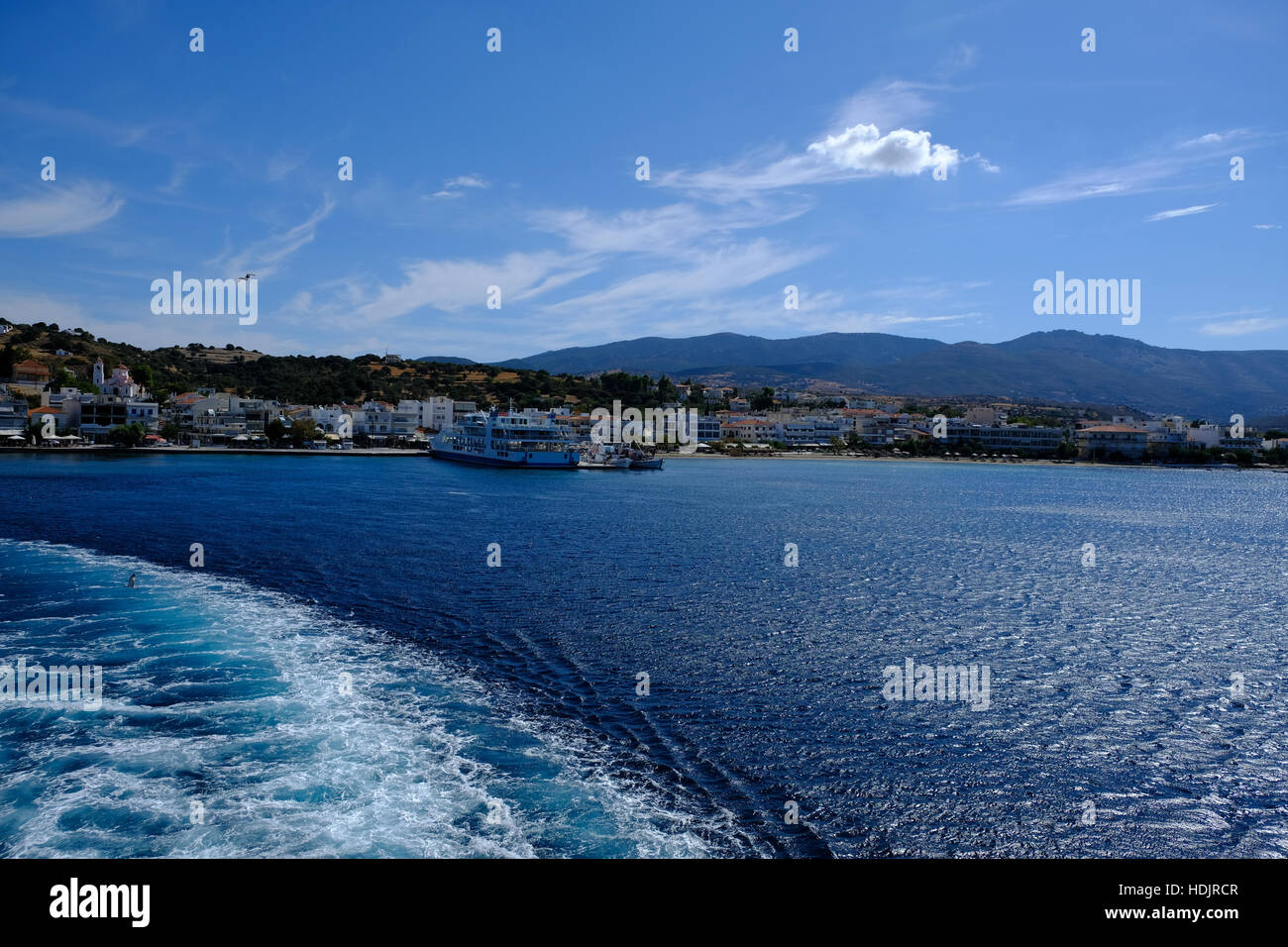 A ferry leaves Nea Styra for the mainland in Greece Stock Photo - Alamy