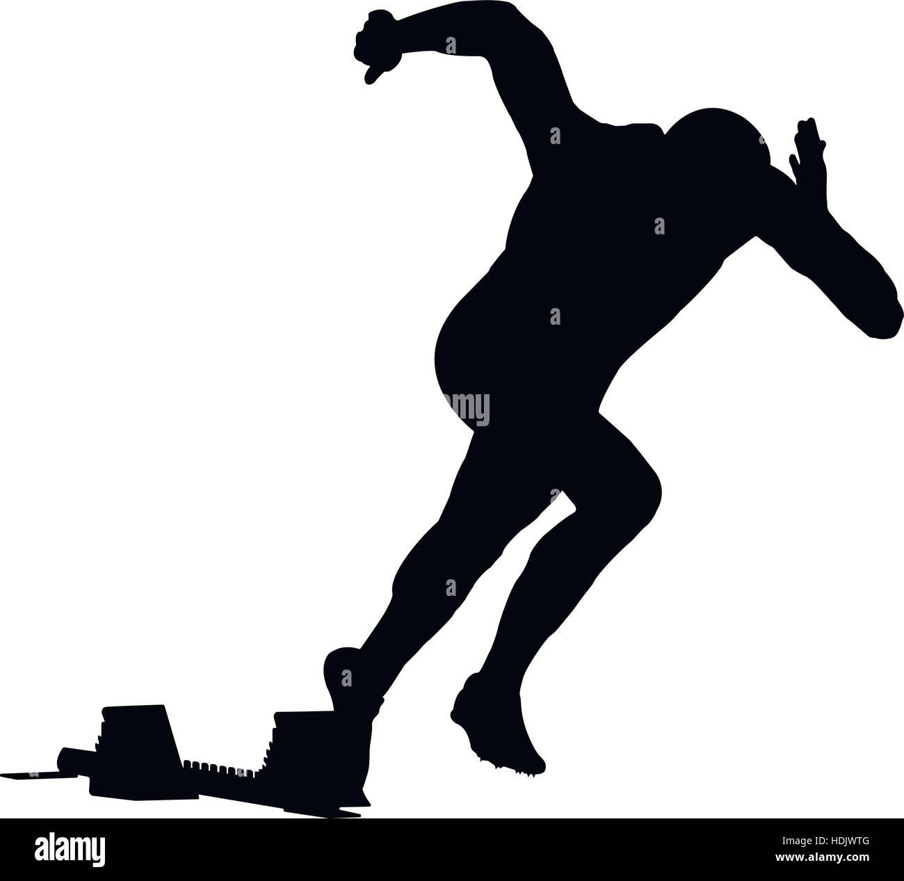 start men runner of sprint in starting blocks. black silhouette vector ...