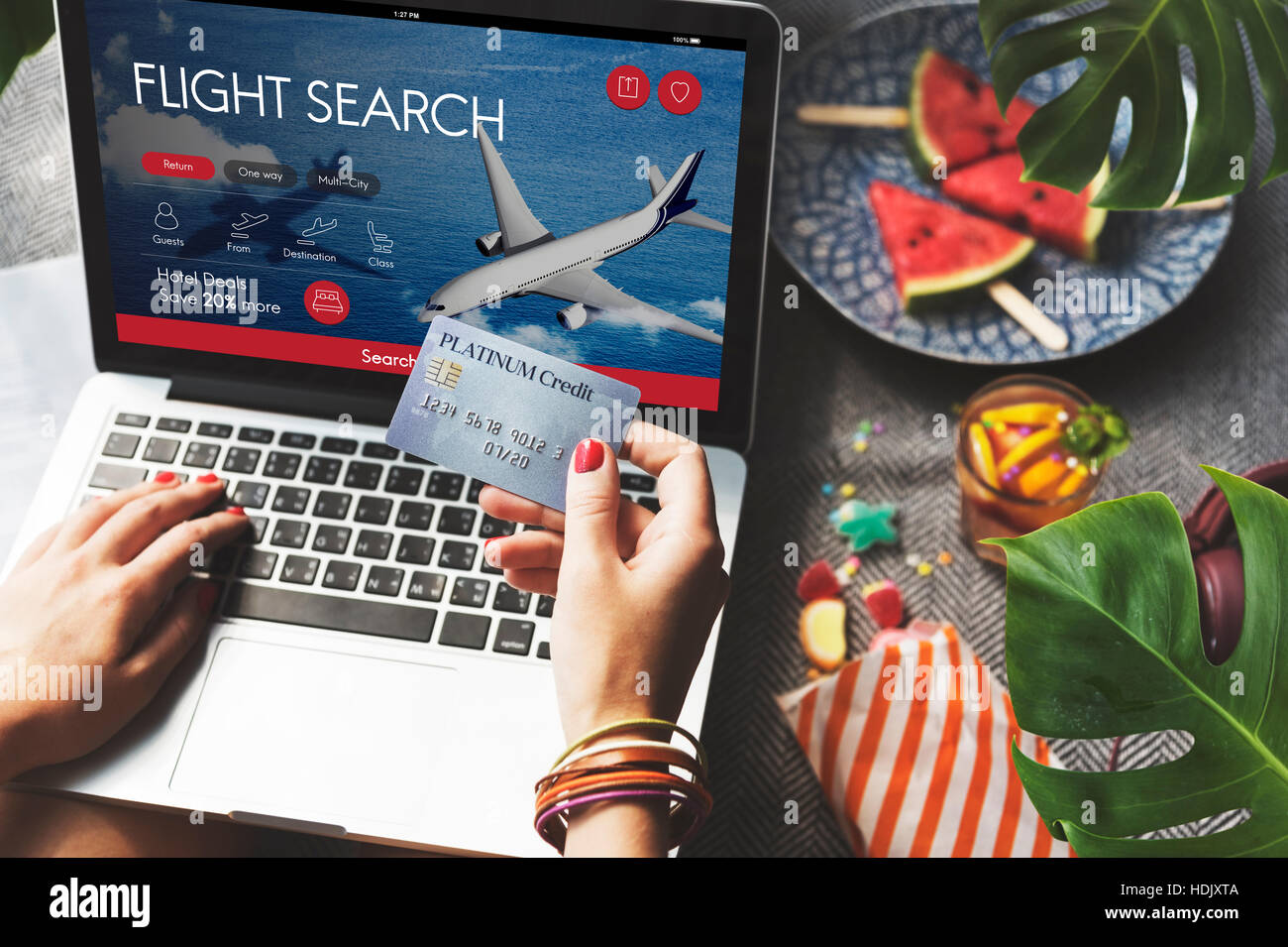 Air Ticket Flight Booking Concept Stock Photo - Alamy
