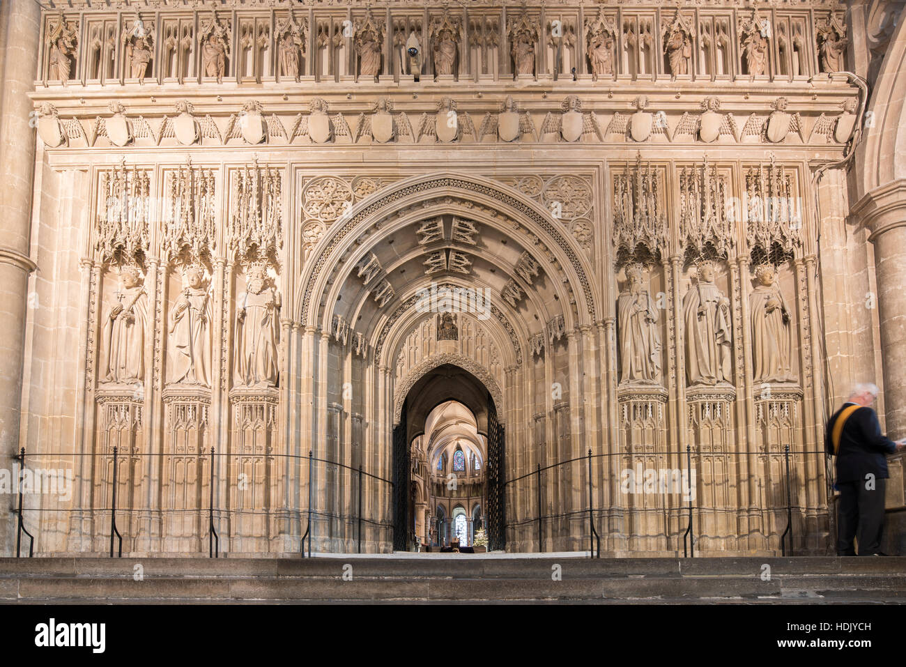 Rood screen at Canterbury cathedral, England, founded in the sixth ...