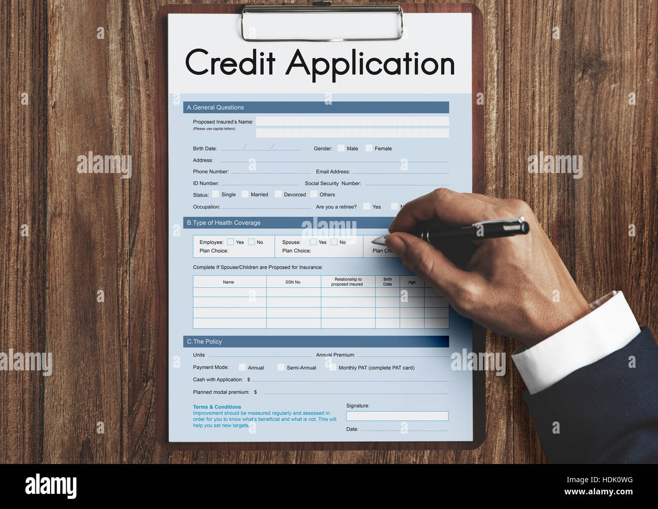 Credit Card Application Form Concept Stock Photo - Alamy