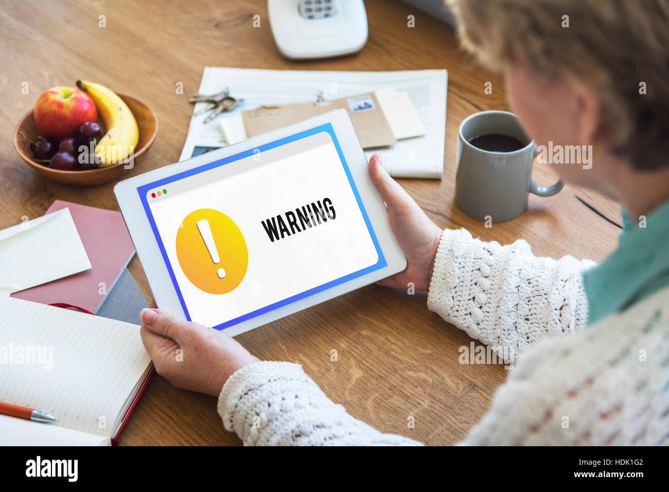Warning Notification Alert Exclamation Point Concept Stock Photo - Alamy