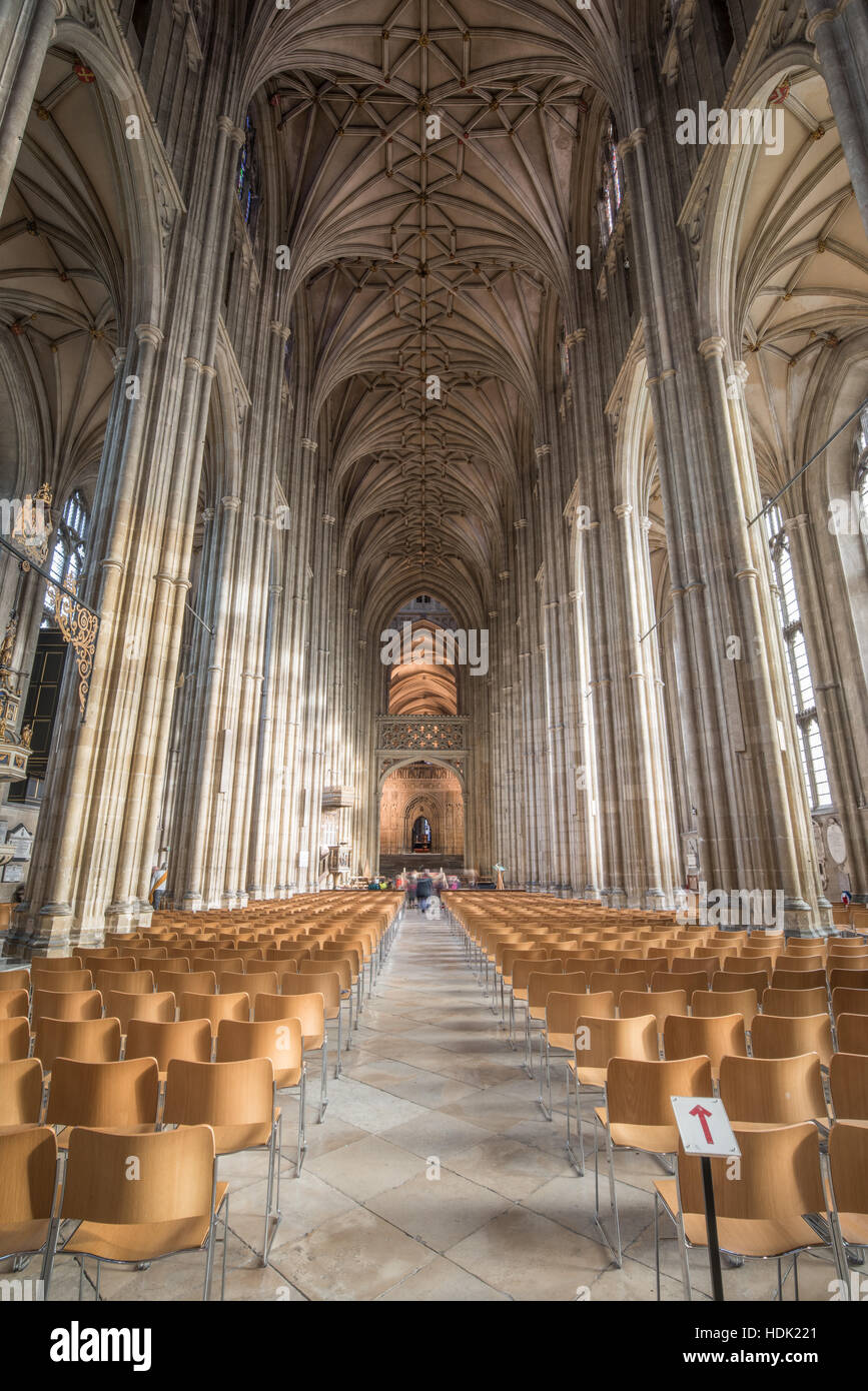 Nave at Canterbury cathedral, England, founded in the sixth century ...