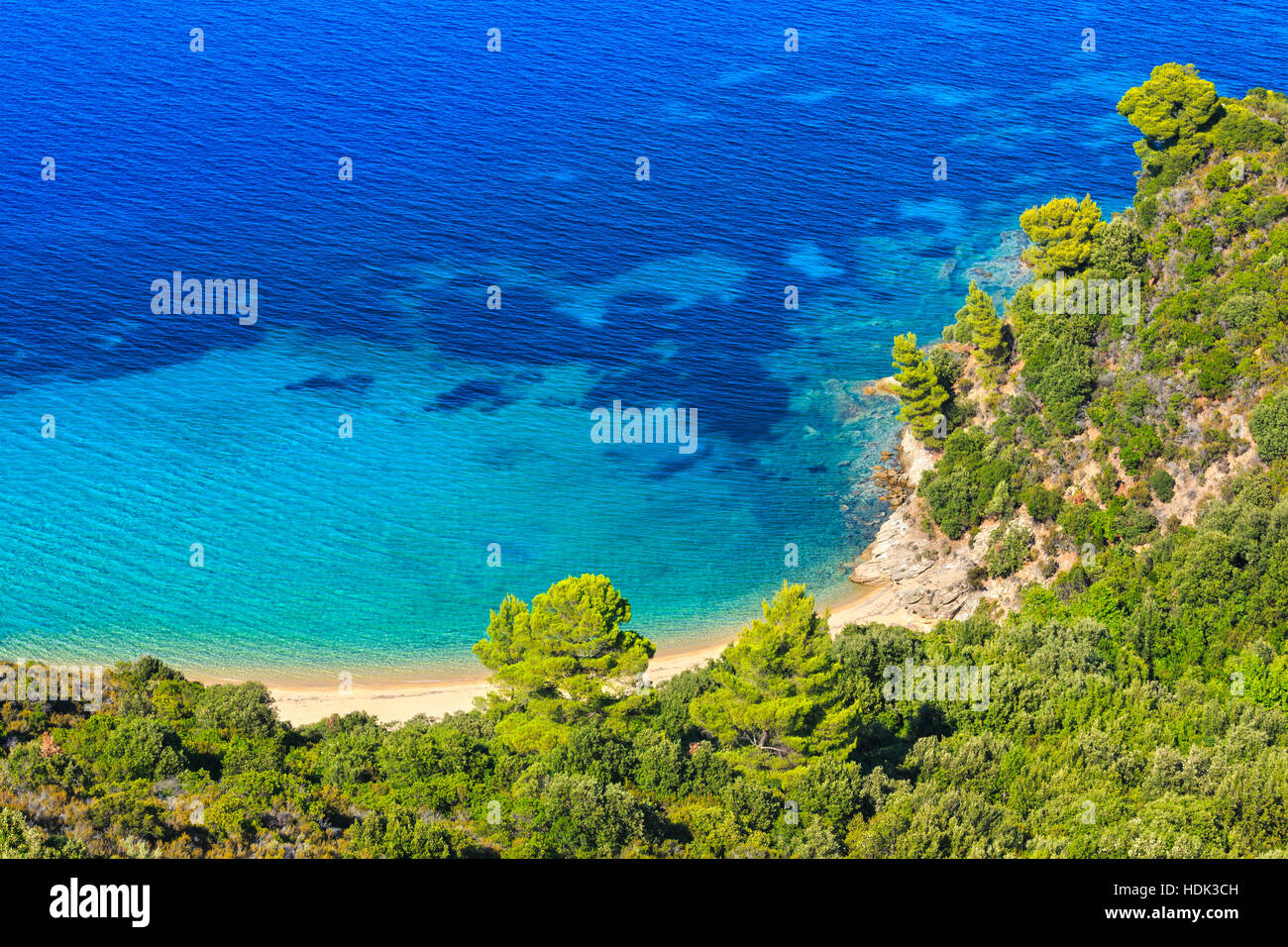 Aegean sea coast landscape with sandy beach (Chalkidiki, Greece Stock ...