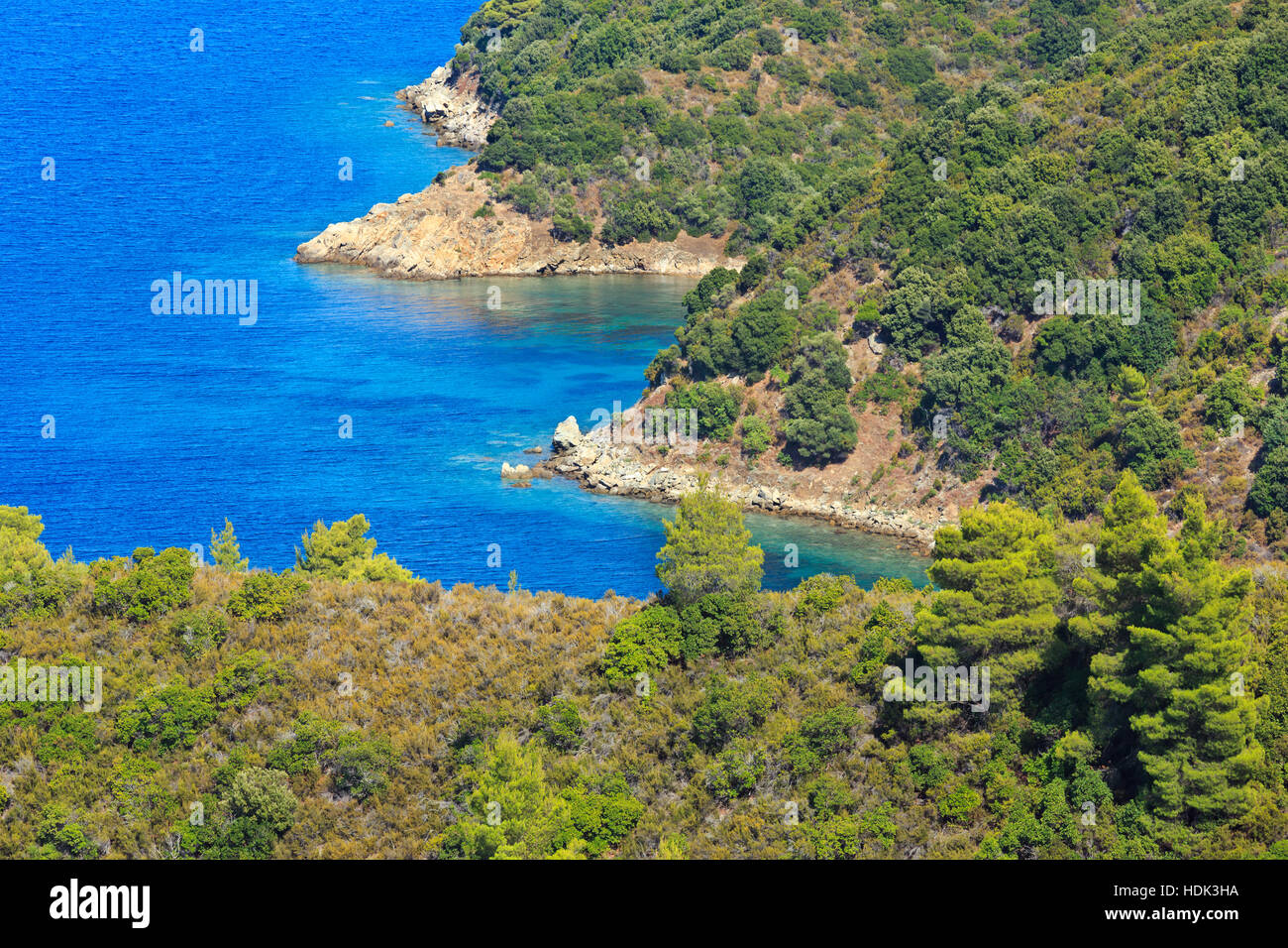 Aegean sea coast landscape with aquamarine water (Chalkidiki, Greece ...