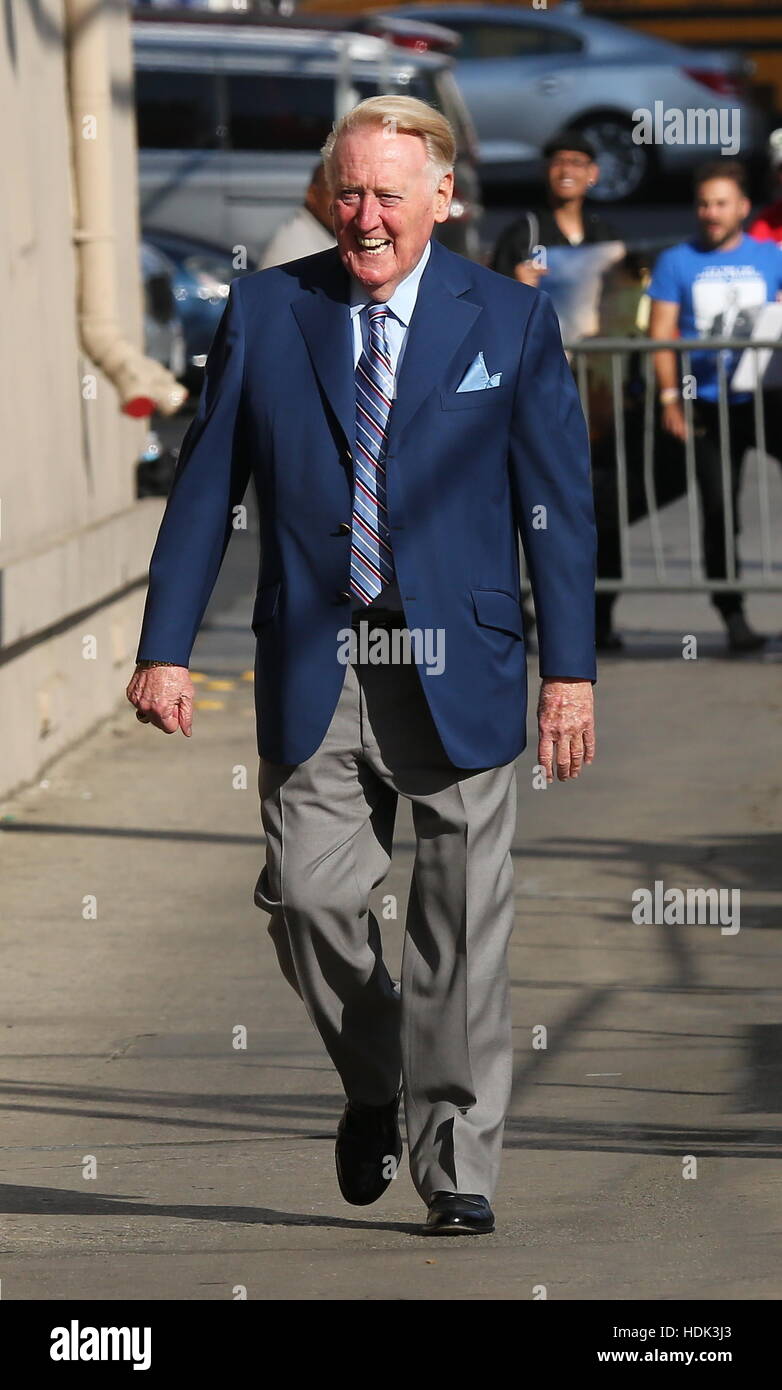 Vin Scully arrives at the ABC studios for Jimmy Kimmel Live! Featuring ...