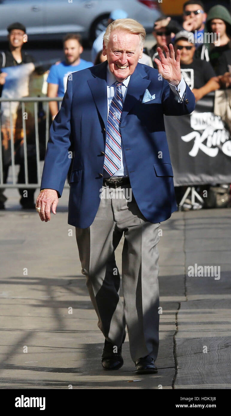Vin Scully arrives at the ABC studios for Jimmy Kimmel Live! Featuring ...