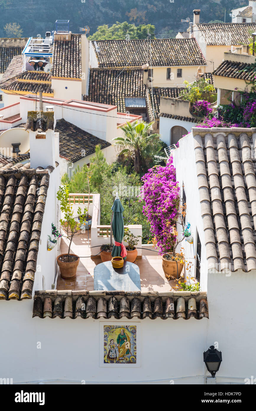 Polop, Alicante Province, Spain, village hilltop, view of rooftop ...