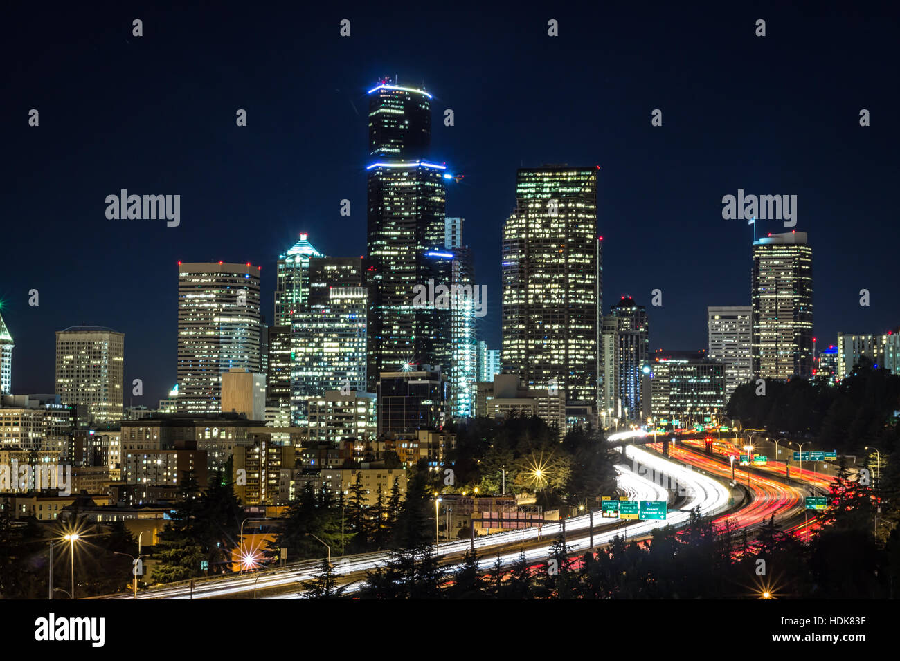 long exposure image of downtown seattle Stock Photo - Alamy