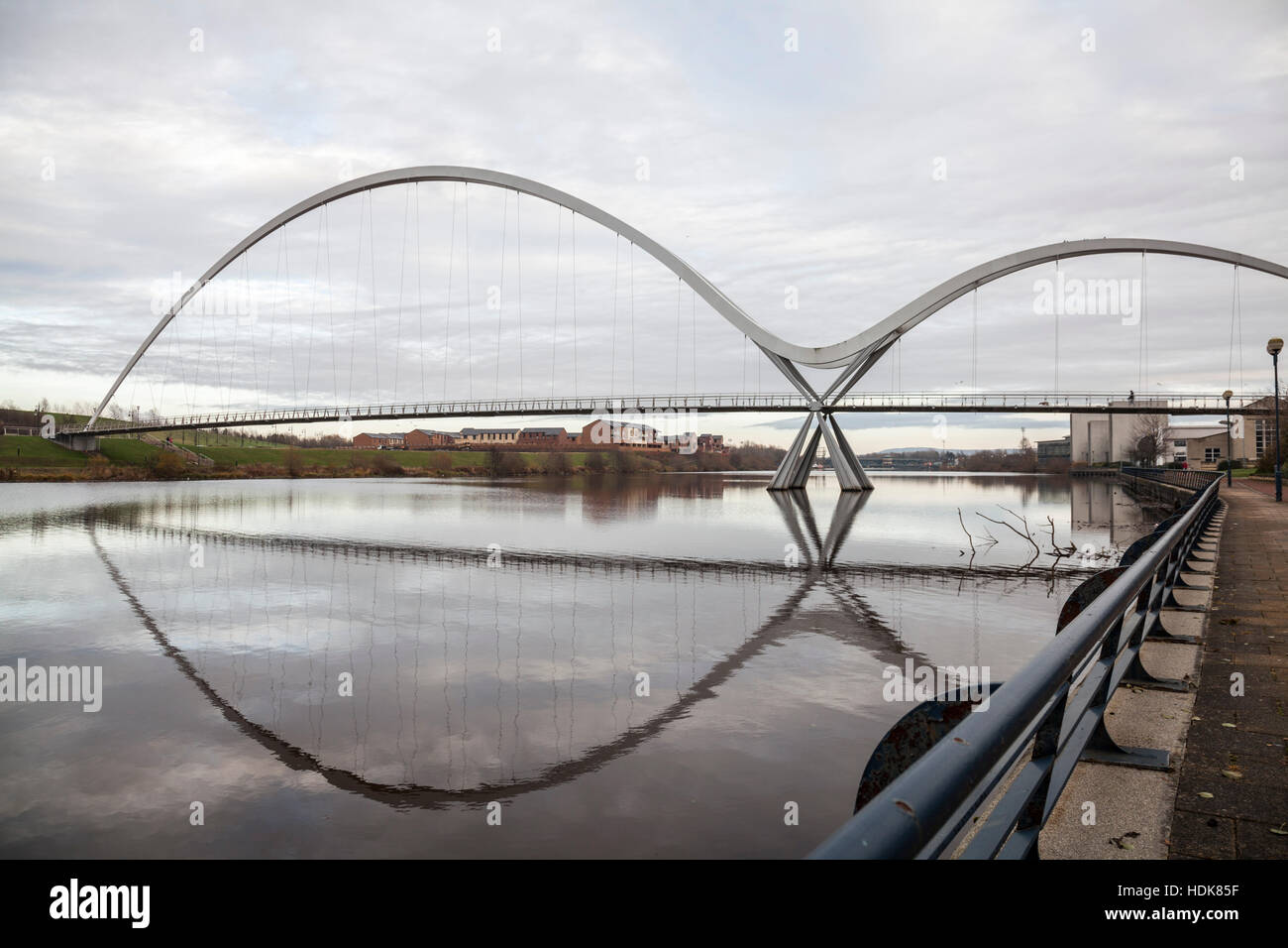 Reflections in the water from the Infinity Bridge in Stockton-on-Tees ...