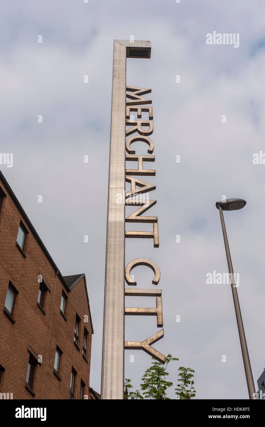 Merchant City sign in Glasgow Stock Photo - Alamy