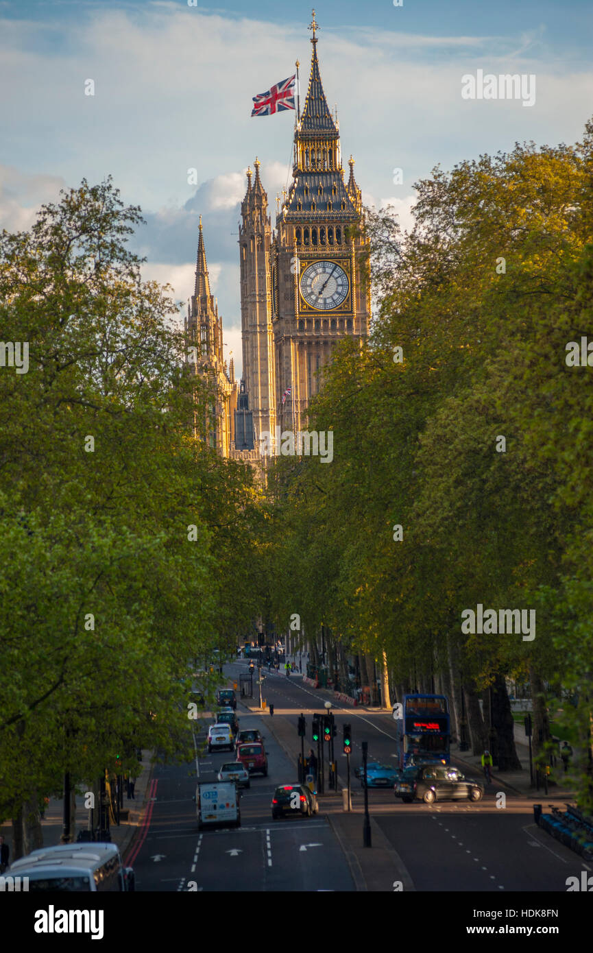 Elizabeth Tower and Big Ben from Hungerford bridge London. with the ...