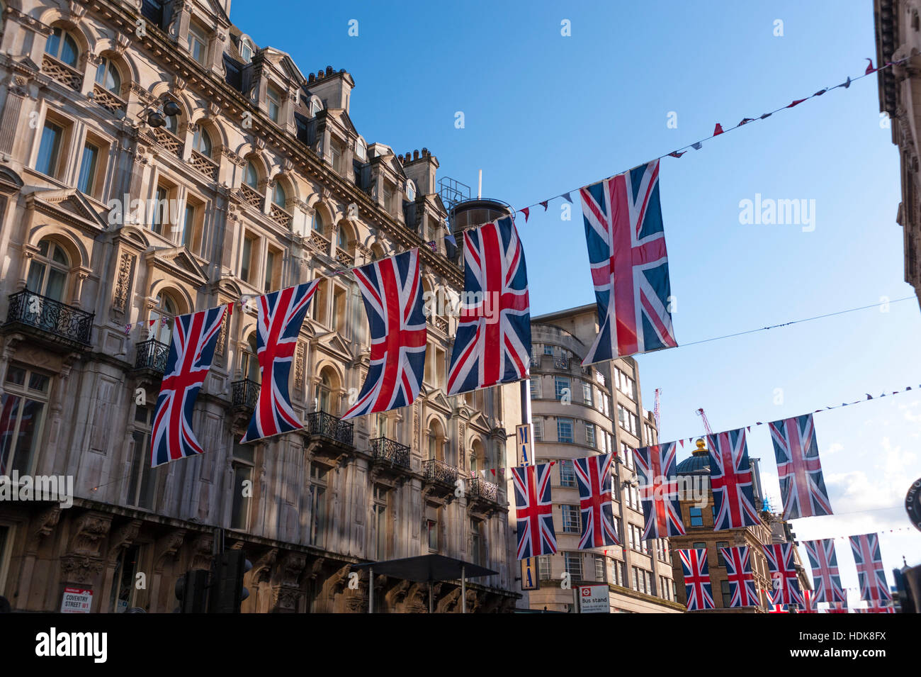 Uk flags hanging in hi-res stock photography and images - Alamy