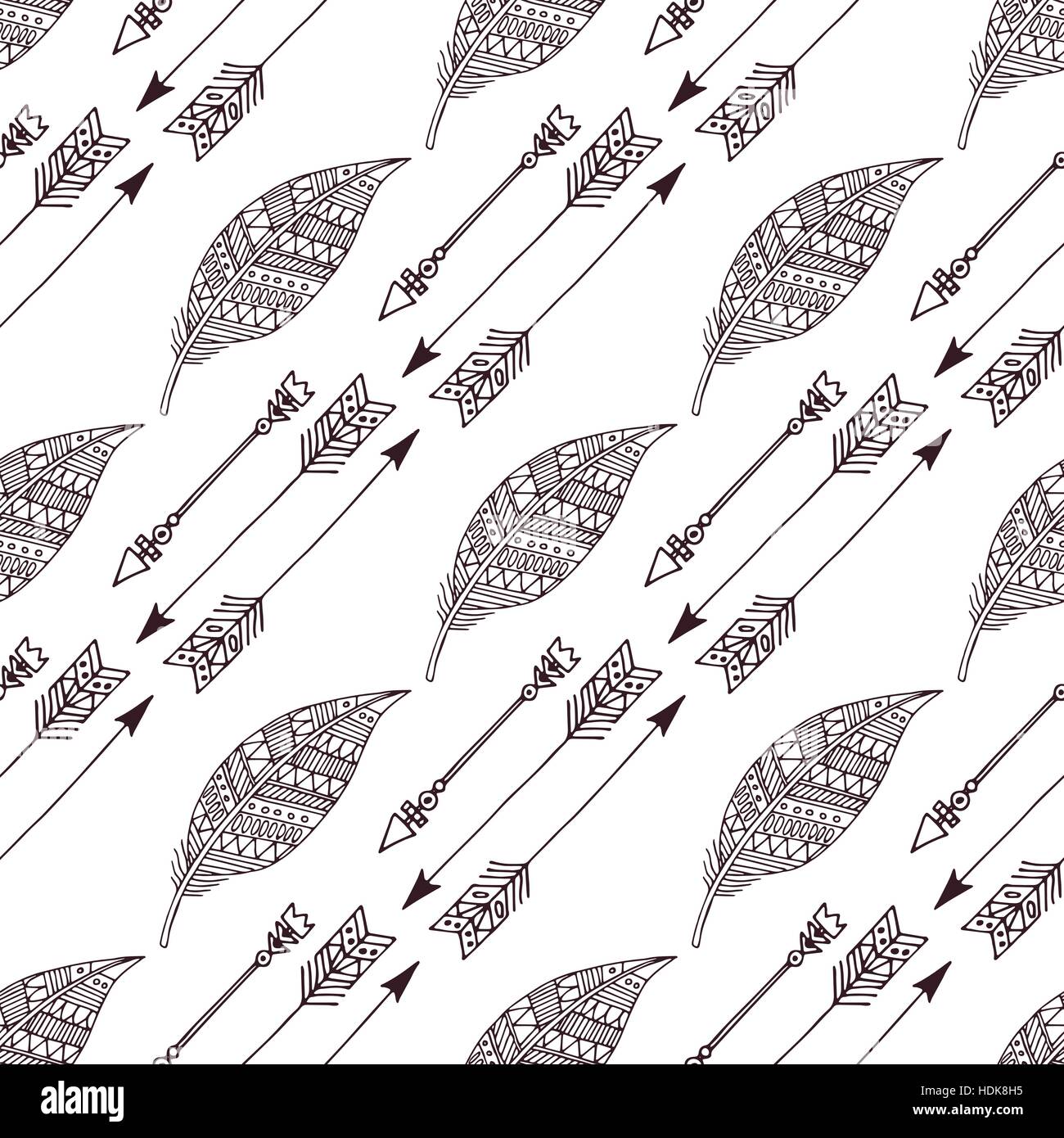 boho hand drawn doodle seamless pattern eps10 Stock Vector Image & Art ...