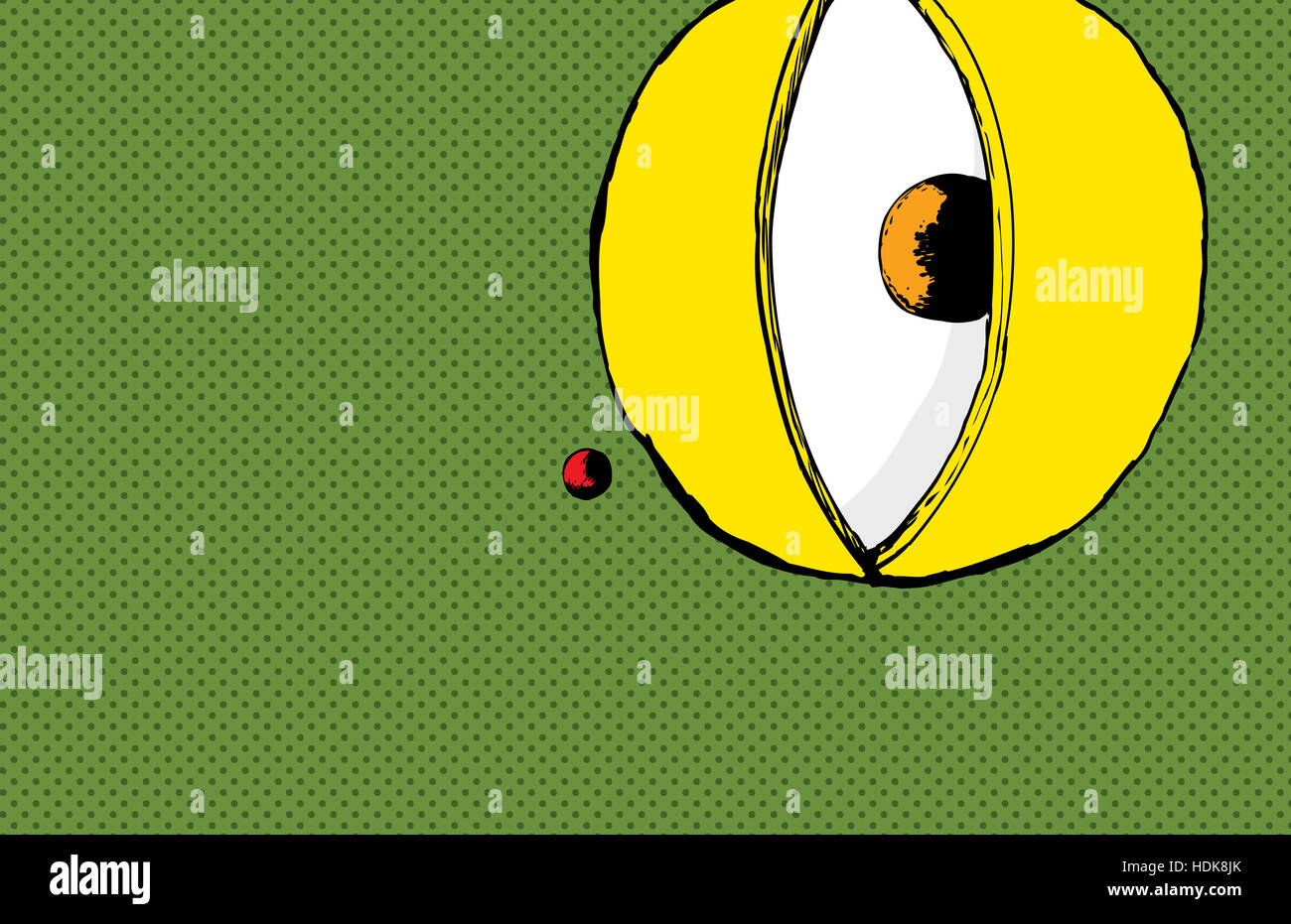 Abstract illustration of yellow atom cross-section with orbiting ...