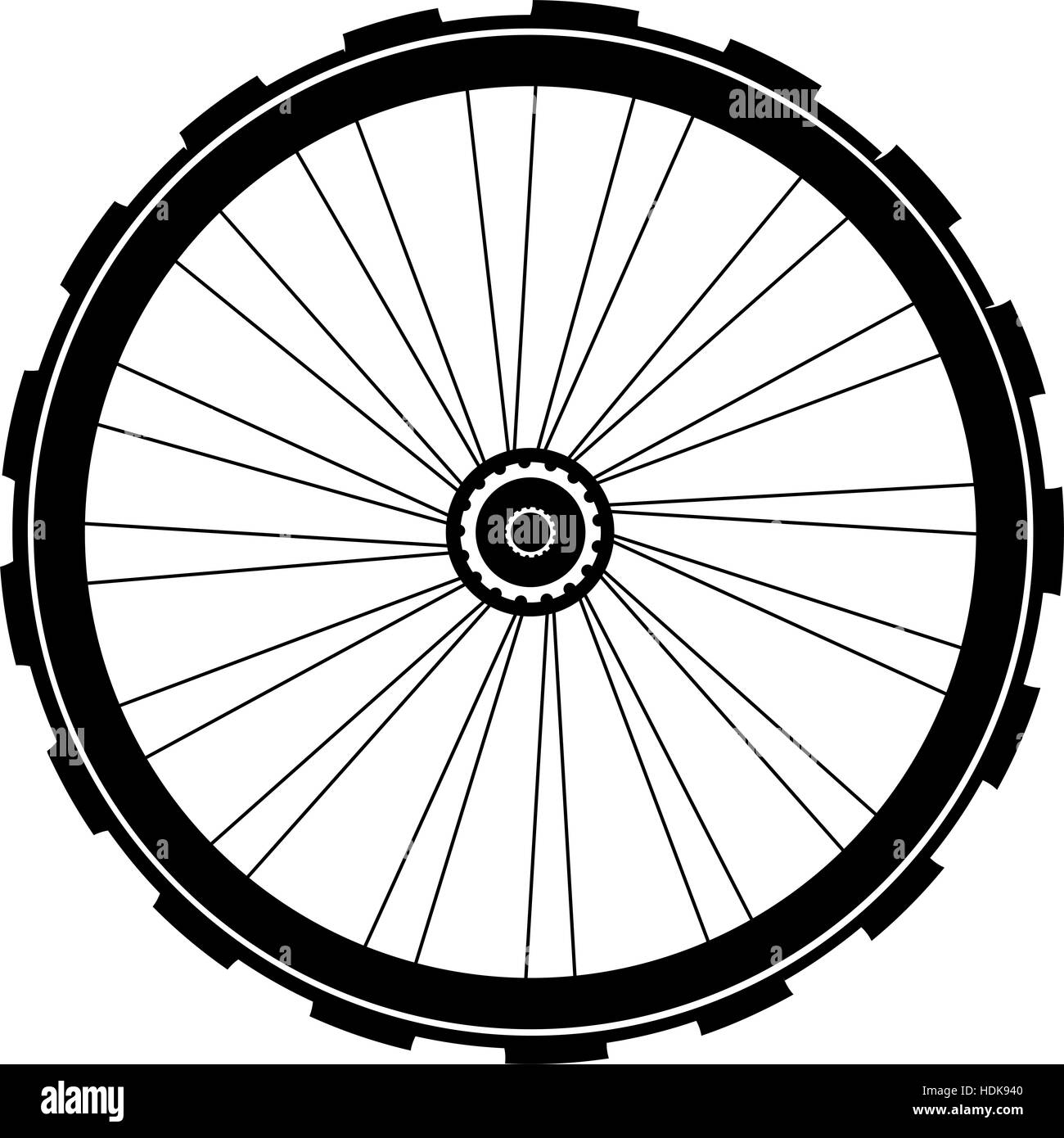 bike wheel black silhouette. bicycle wheels with tyre and spokes ...