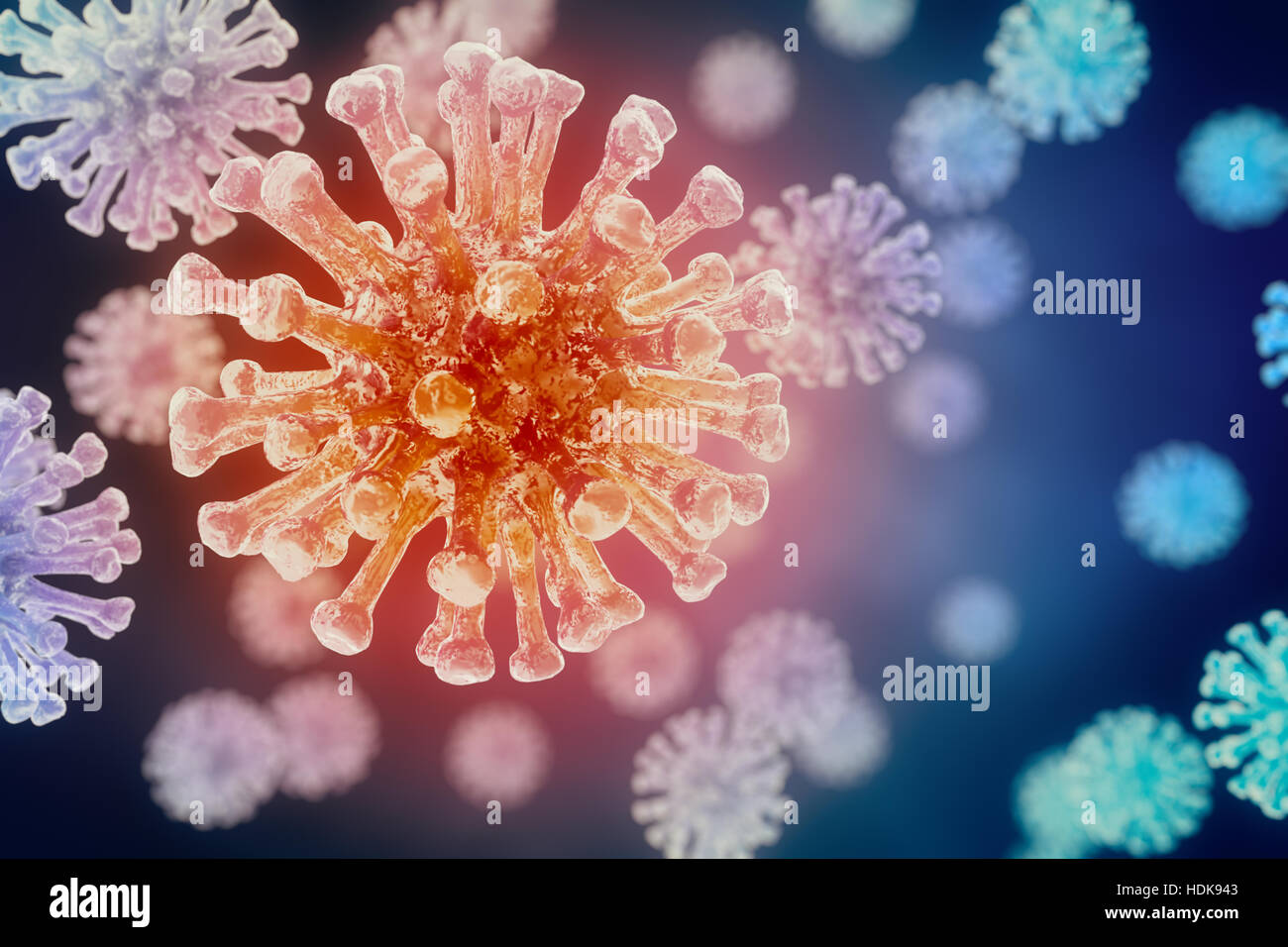 3d rendering bacteria virus or germs microorganism cells close-up Stock ...
