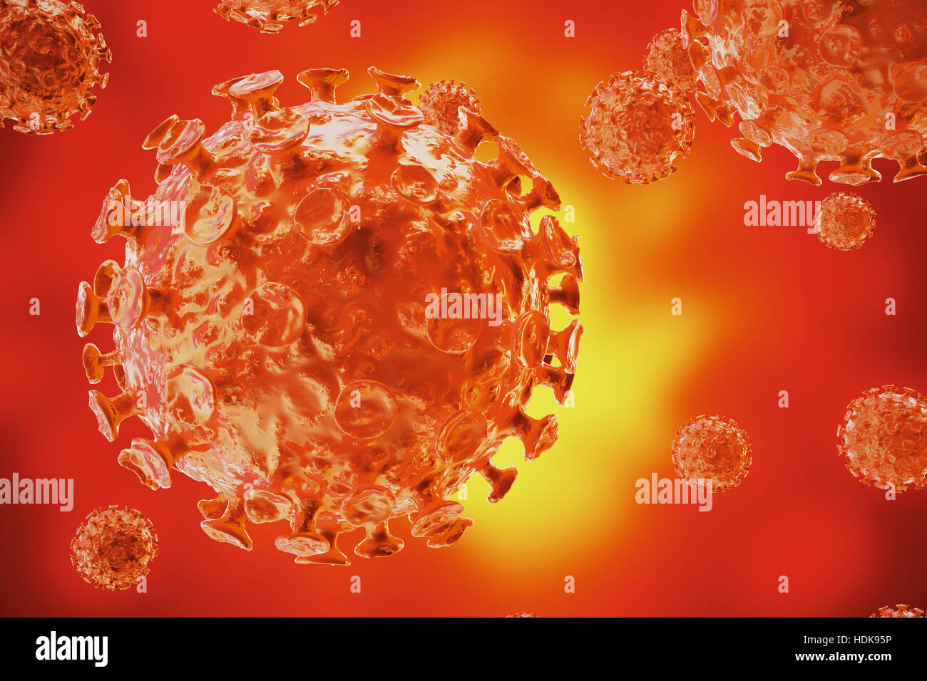 3d rendering viruses in infected organism, viral disease epidemic ...