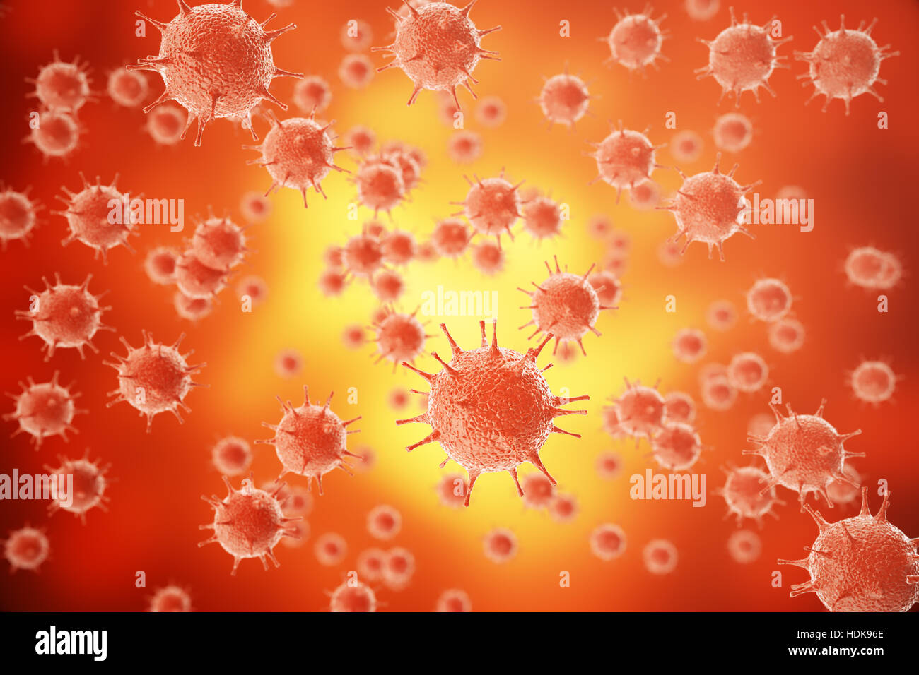 3d rendering of Influenza Virus H1N1. Swine Flu, infect organism, viral ...