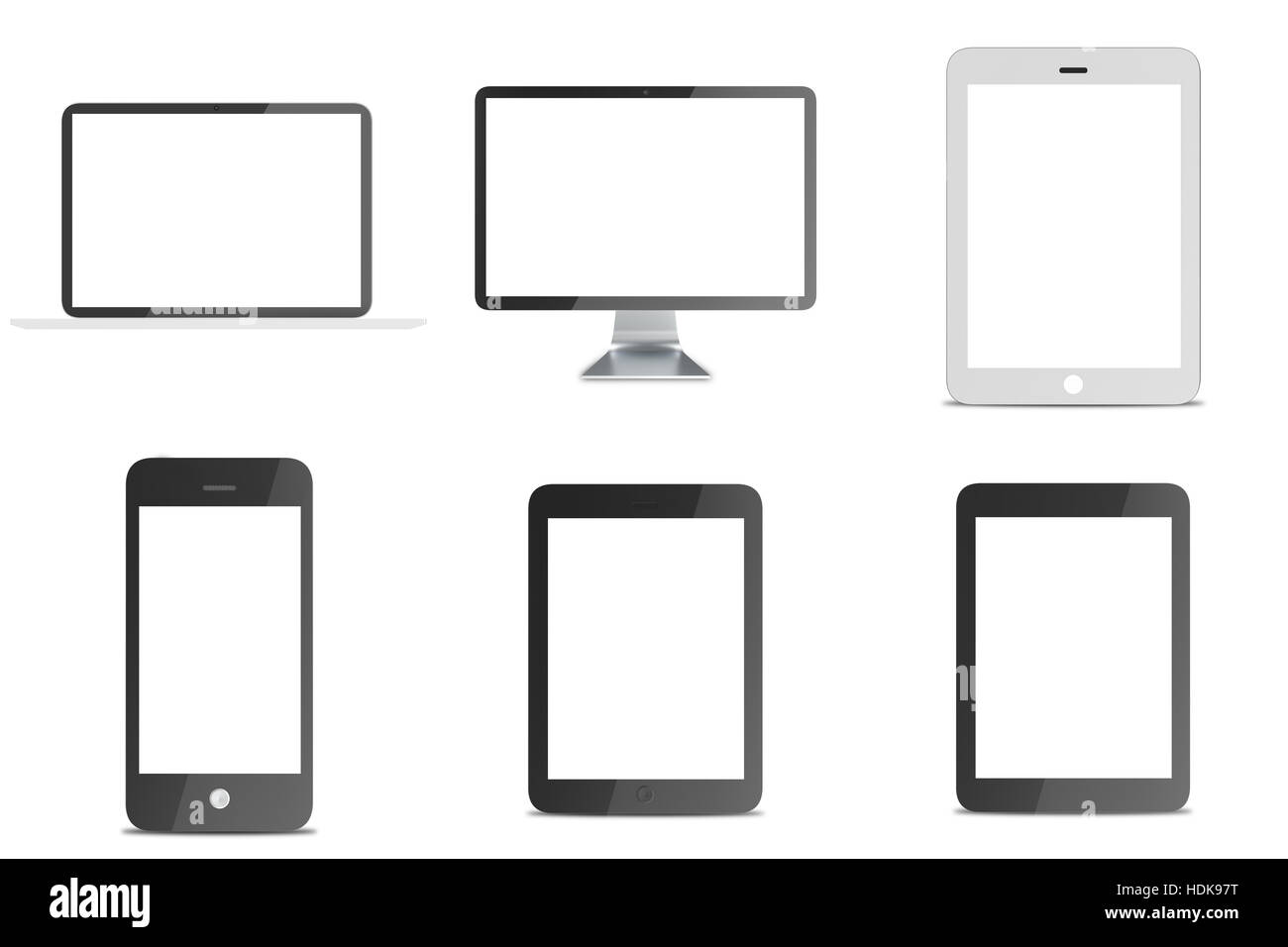 Rendering lcd monitor and notebook, tablet computer, mobile phone ...