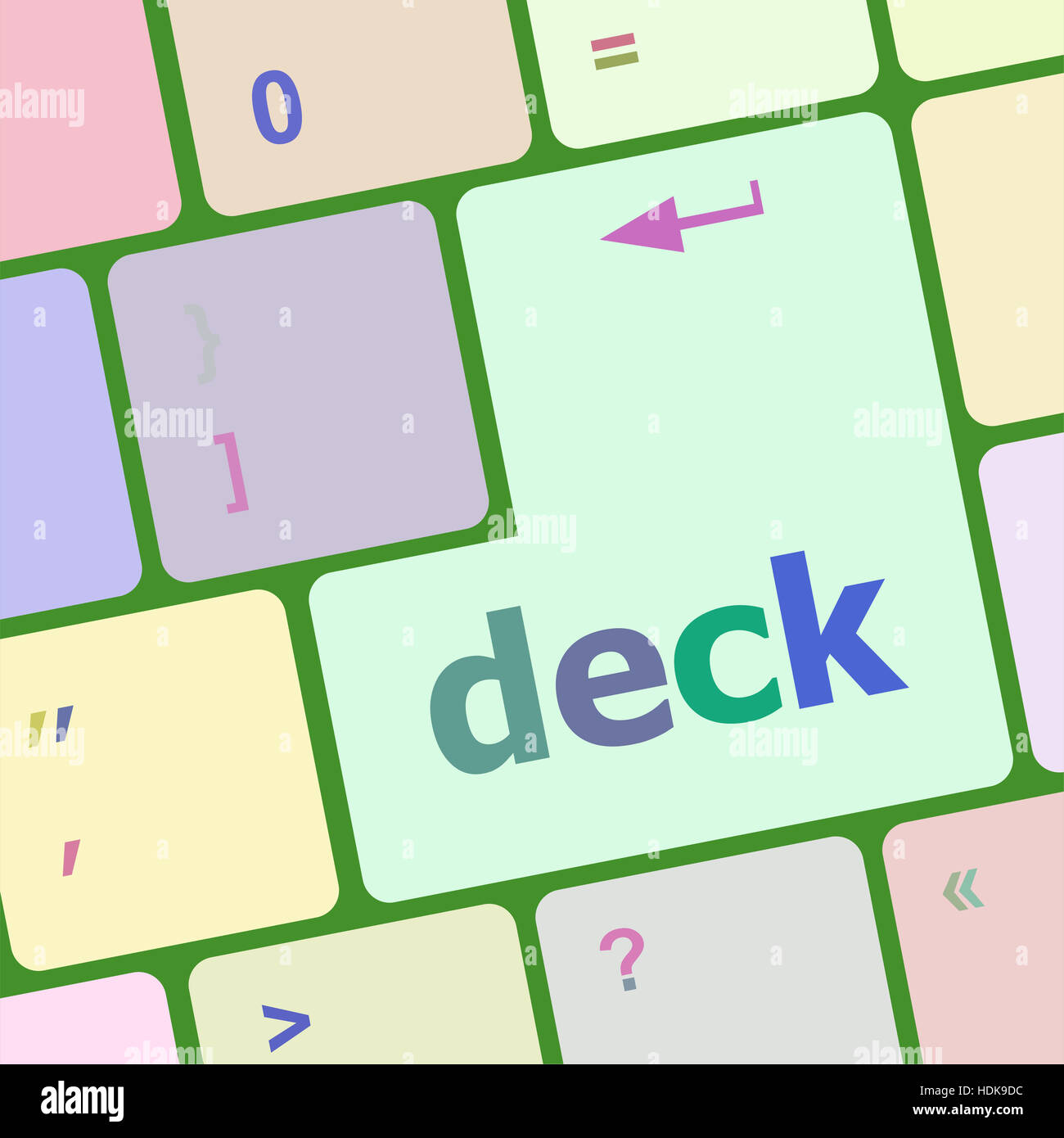deck word on keyboard key, notebook computer button Stock Photo - Alamy