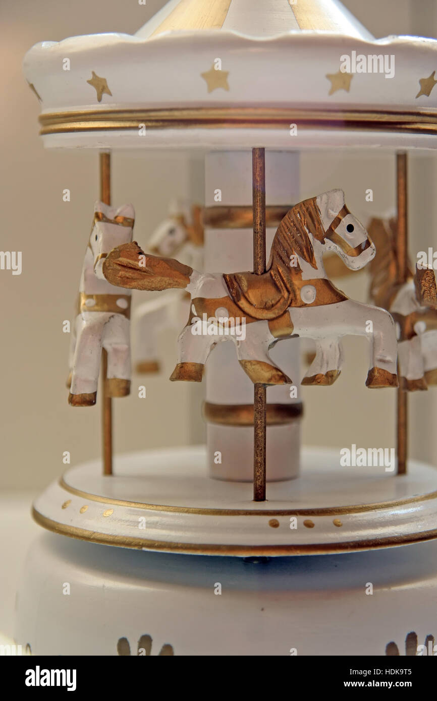 Vintage carousel toy. Wood made carousel toy Stock Photo - Alamy