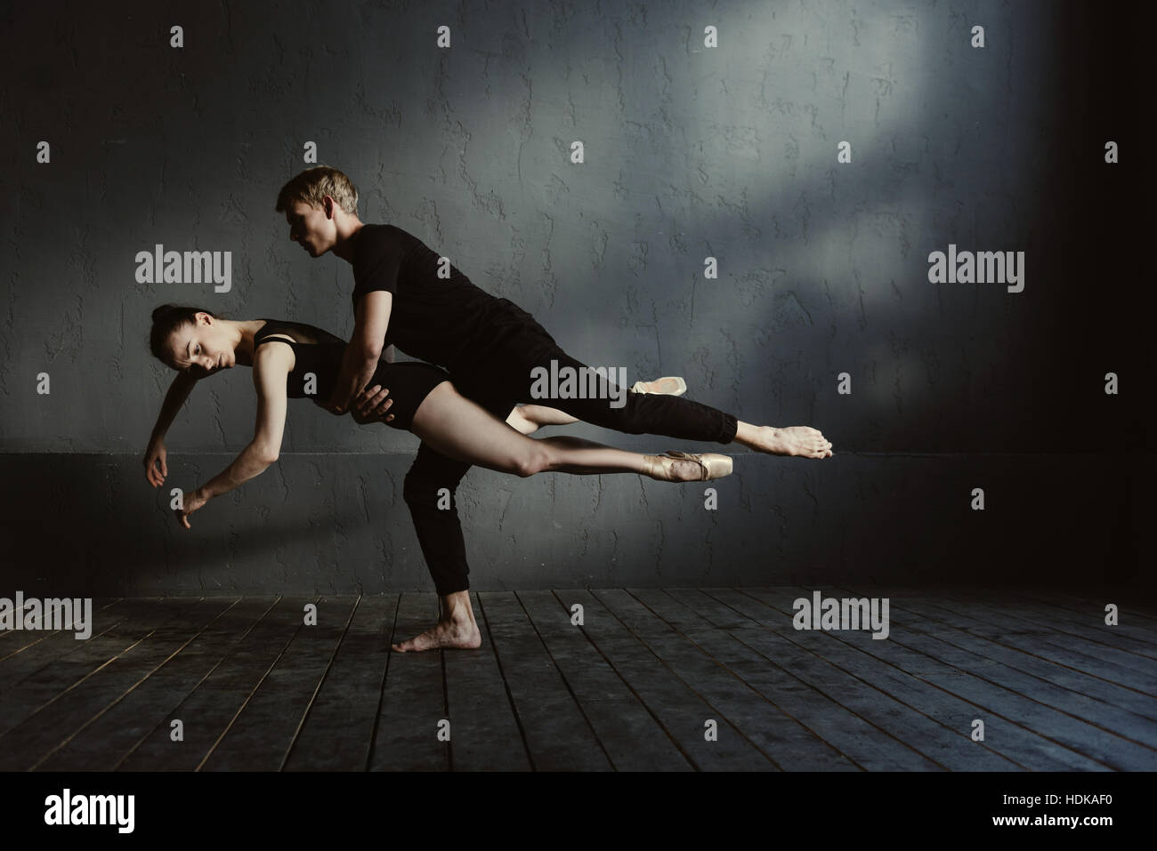 Skilled proficient ballet dancers demonstrating their flexibility Stock ...