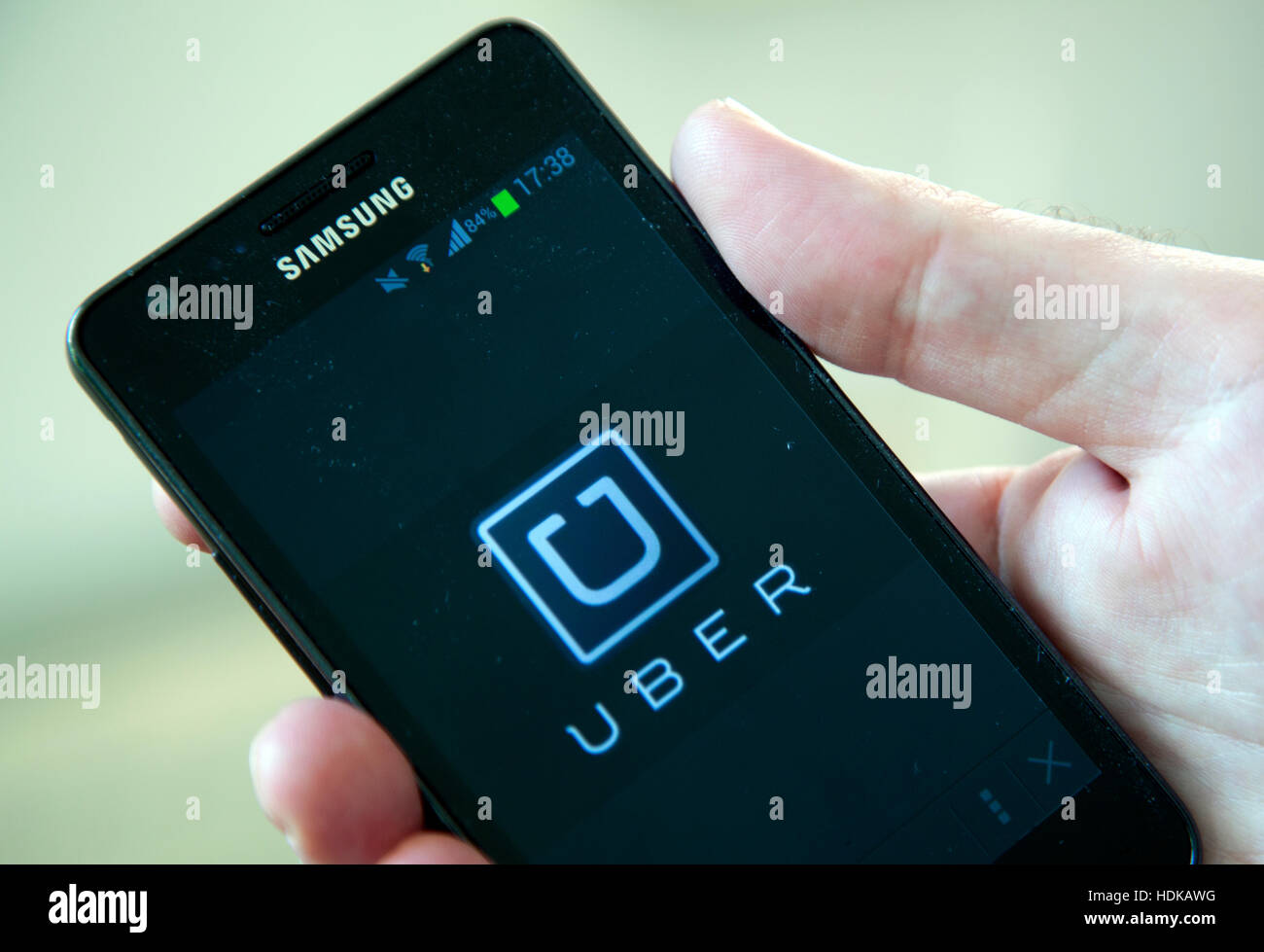 Uber taxi app on a Samsung smartphone, London Stock Photo - Alamy