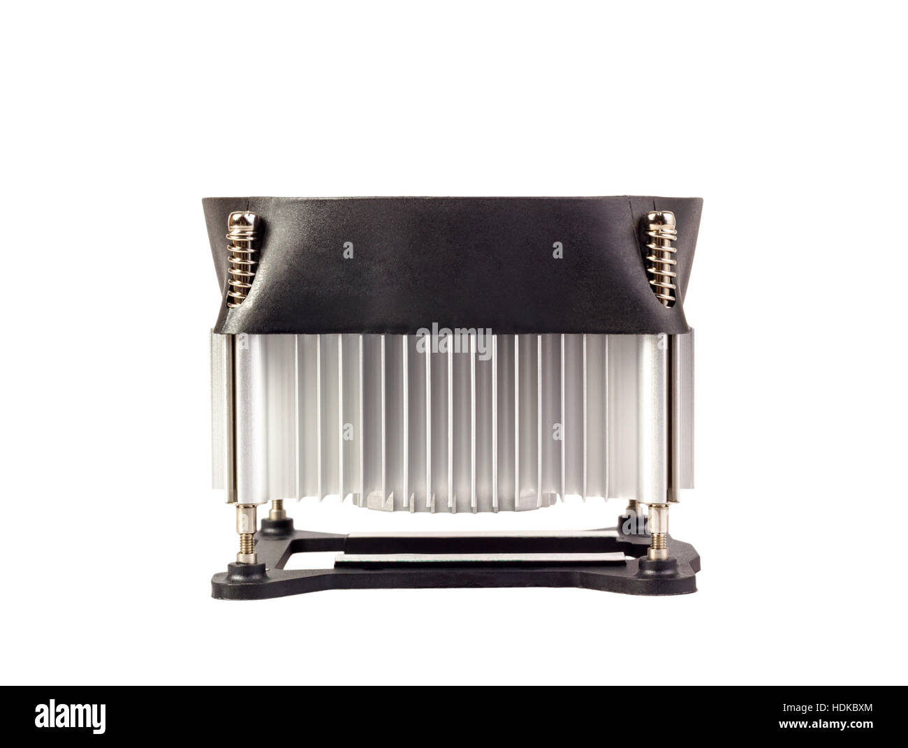 Close-up shot of computer CPU cooler isolated on a white background ...