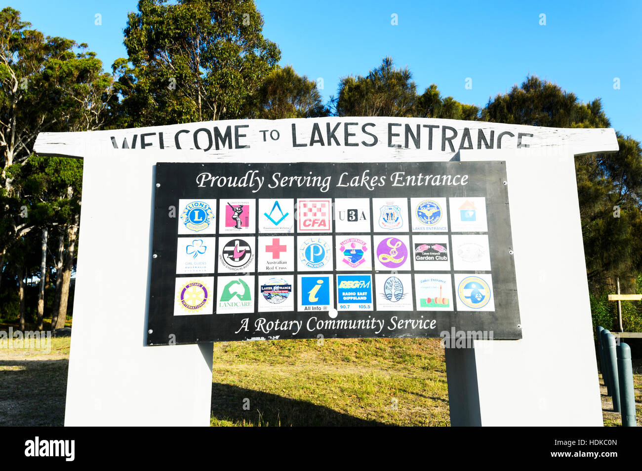 Welcome Sign to Lakes Entrance, Victoria, VIC, Australia Stock Photo ...