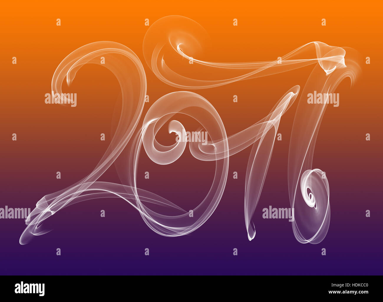 2017 isolated numbers written with white smoke or flame light on ...