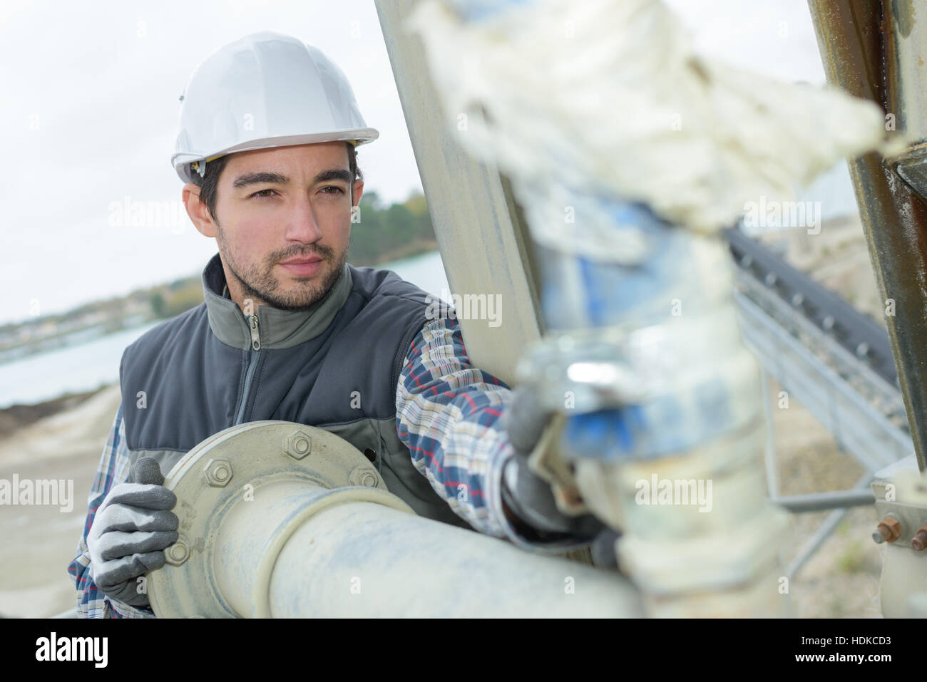 pipe fitter checking the connections Stock Photo - Alamy