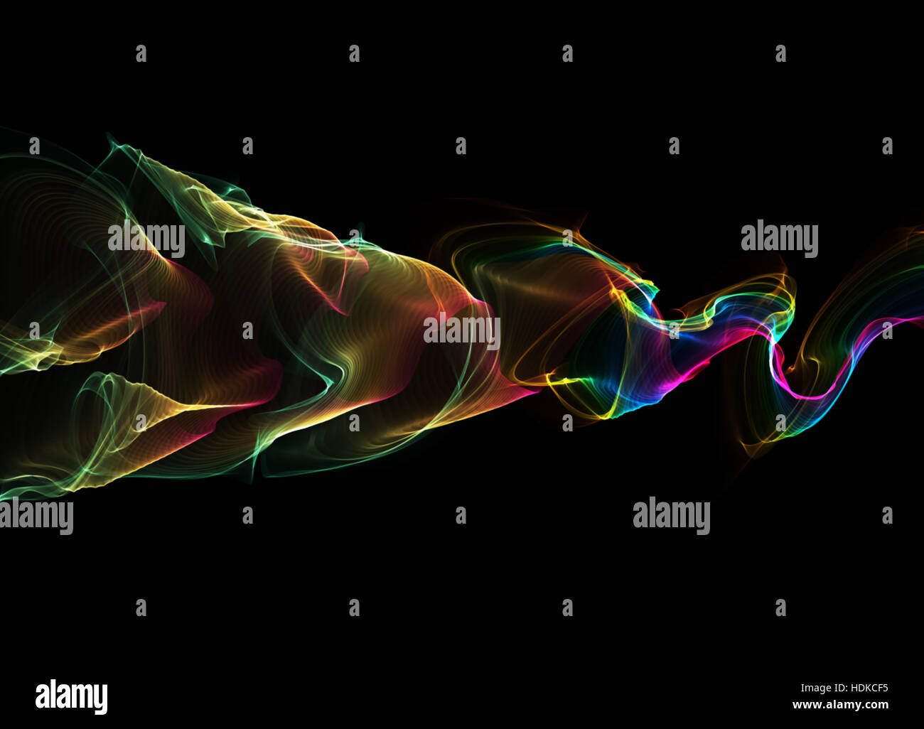 abstract colorful wavy smoke flame over black background Stock Photo ...