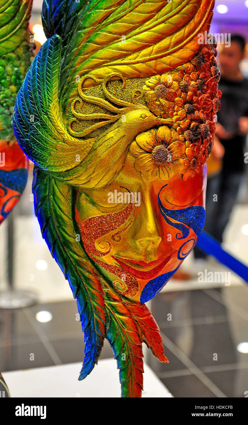 A colorful mask sold during the Masskara festival in Bacolod City ...