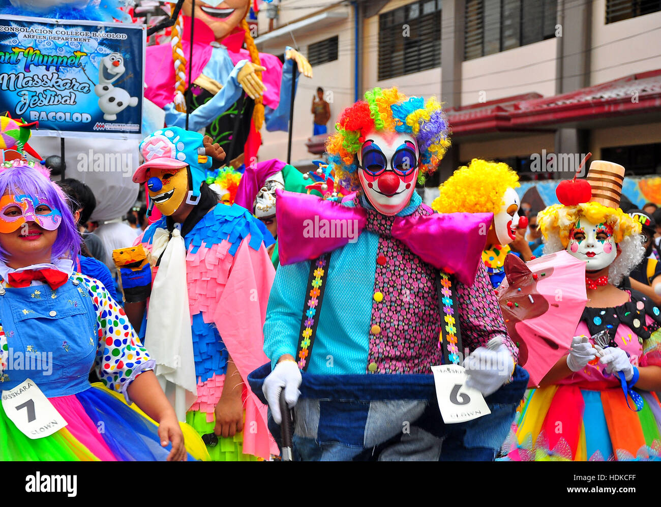 Street performers during the Bacolod Masskara Festival every October in ...