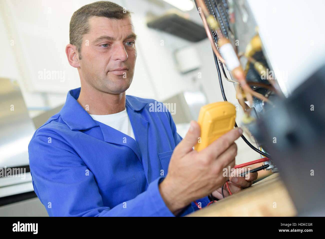 using an energy tester Stock Photo - Alamy
