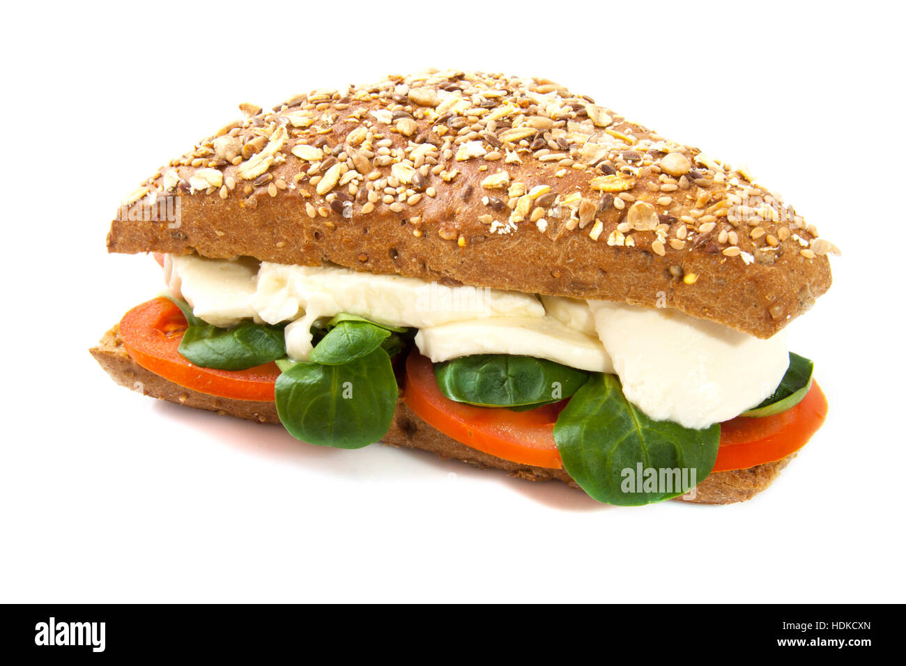 Italian style sandwich on wooden plate isolated over white Stock Photo ...