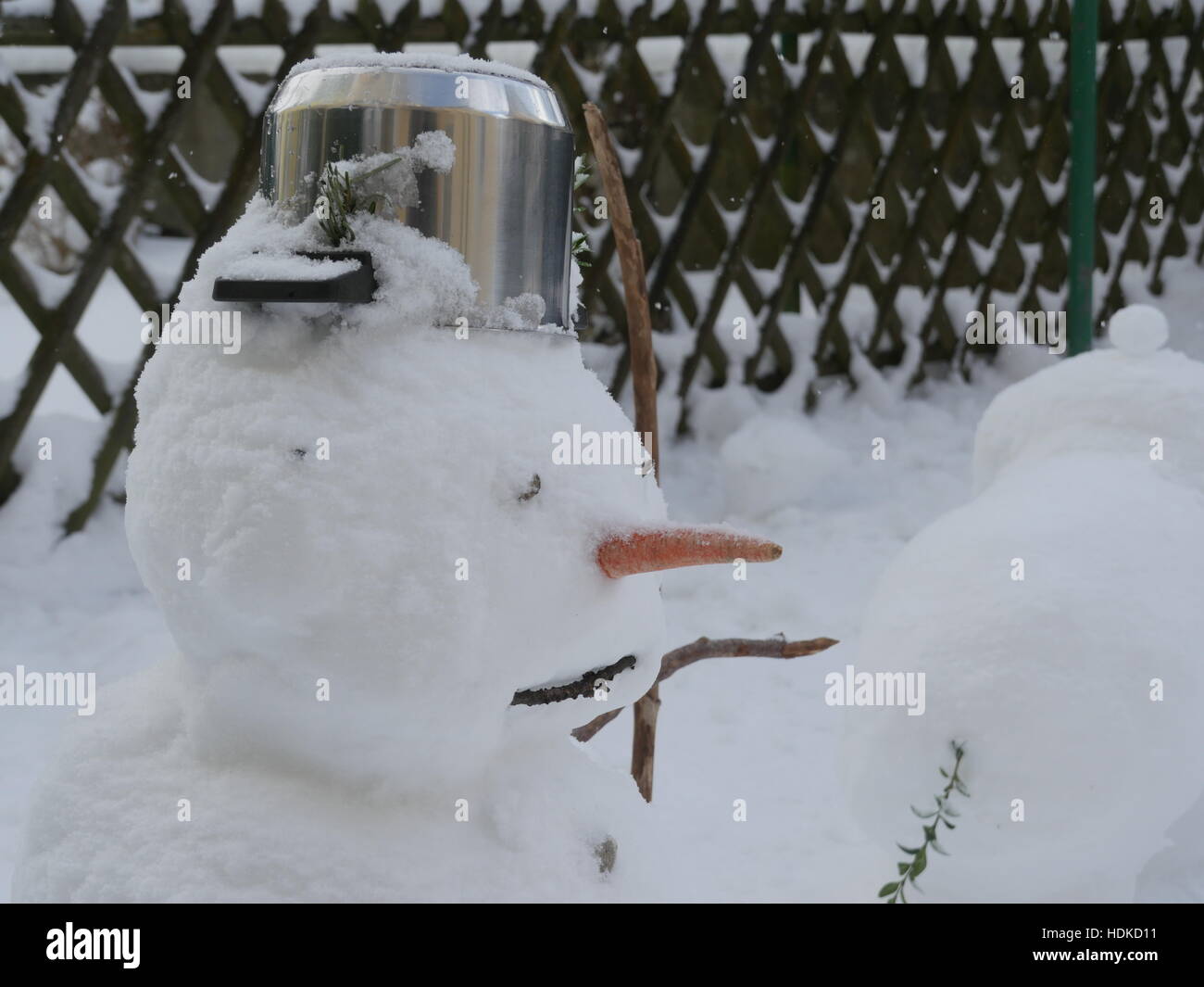 snowman with pot Stock Photo - Alamy
