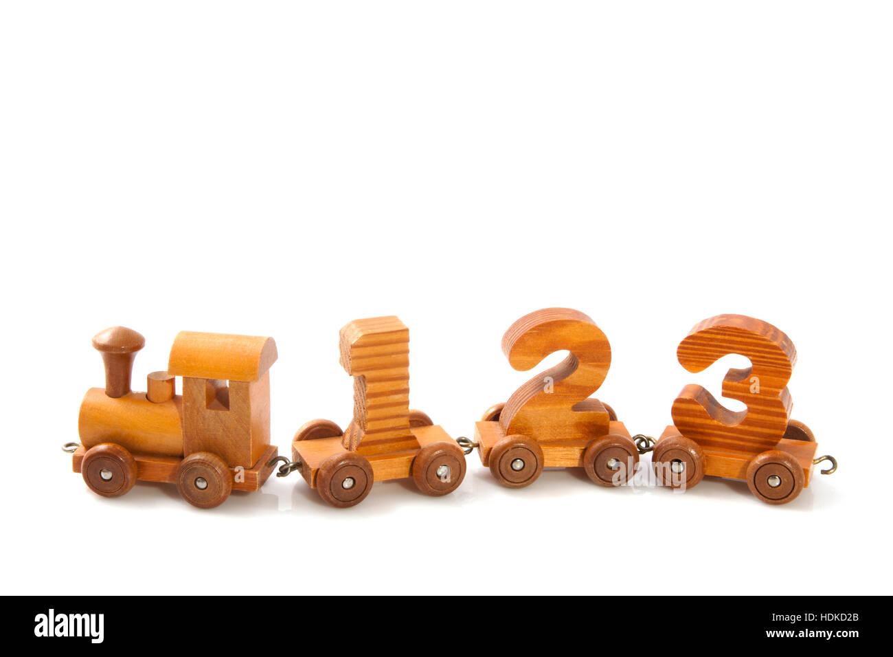 Wooden train with numbers isolated over white Stock Photo - Alamy