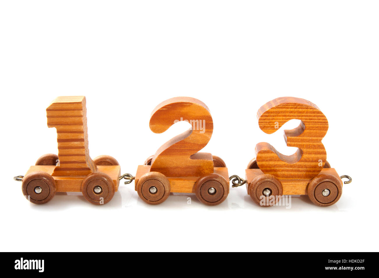 Wooden train with numbers isolated over white Stock Photo - Alamy