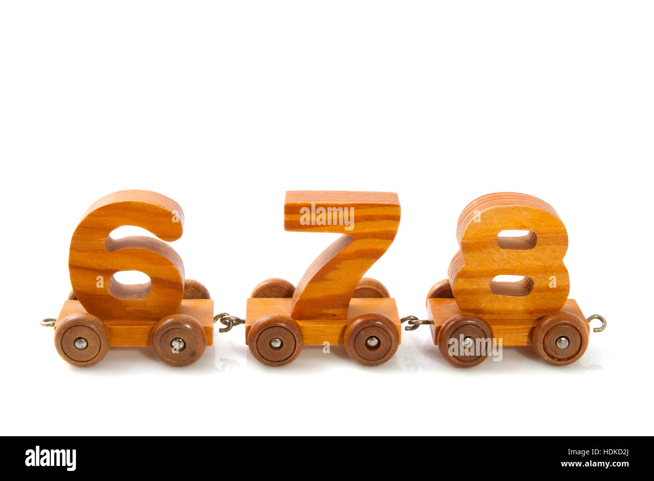 Wooden train with numbers isolated over white Stock Photo - Alamy