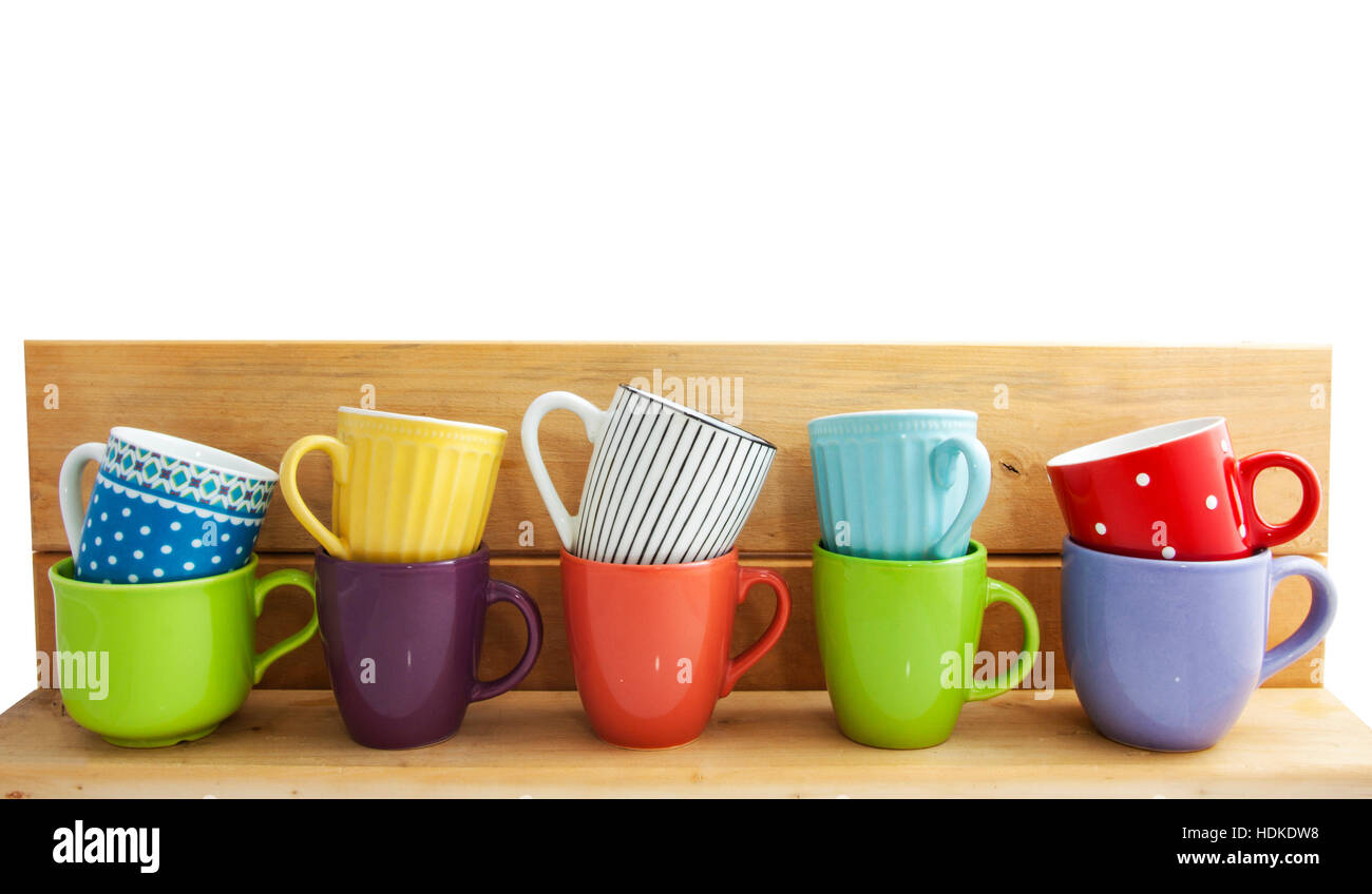 Colorful coffee cups on a shelf hi-res stock photography and images - Alamy