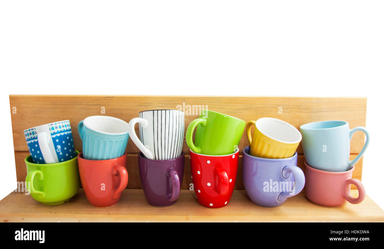 Colorful coffee cups on a shelf hi-res stock photography and images - Alamy