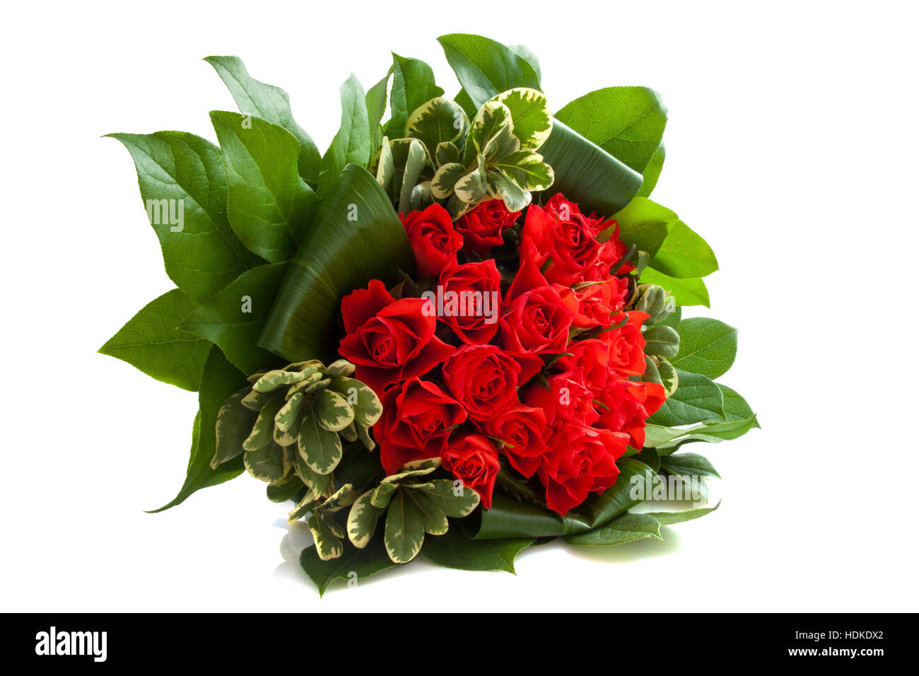 Bouquet with red roses isolated over white Stock Photo - Alamy
